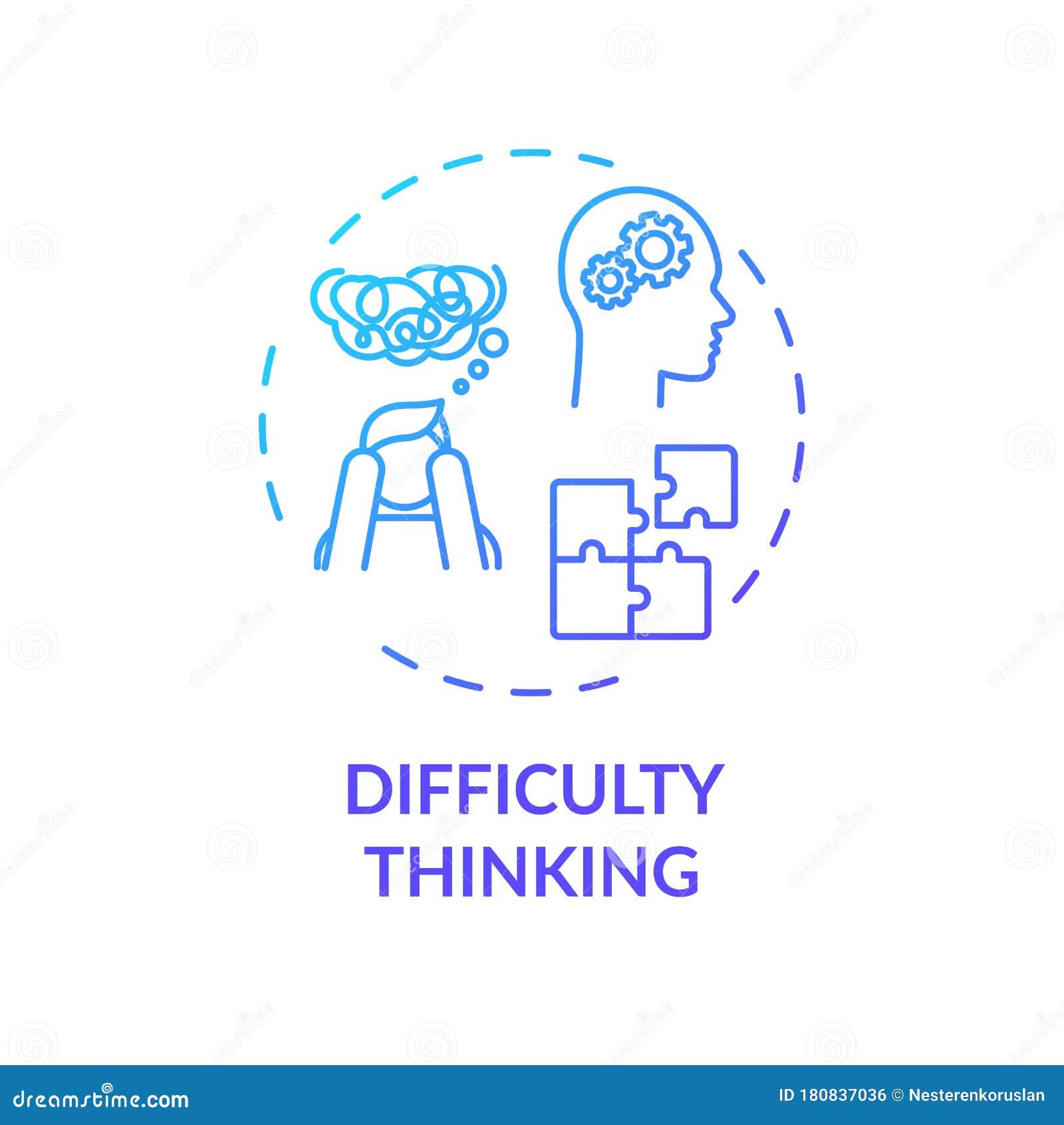Difficulty Thinking Concept Icon Stock Vector - Illustration of ...
