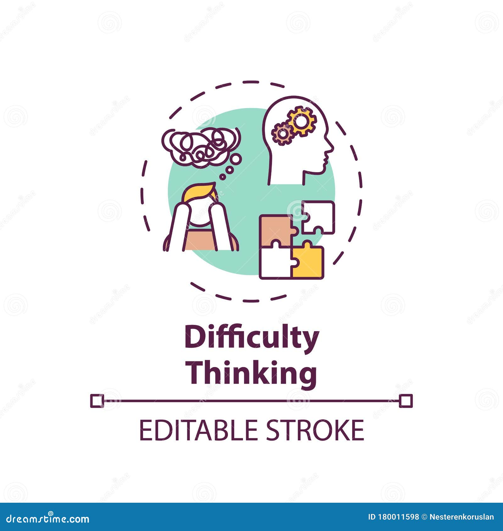 Difficulty Thinking Concept Icon Stock Vector - Illustration of herb ...