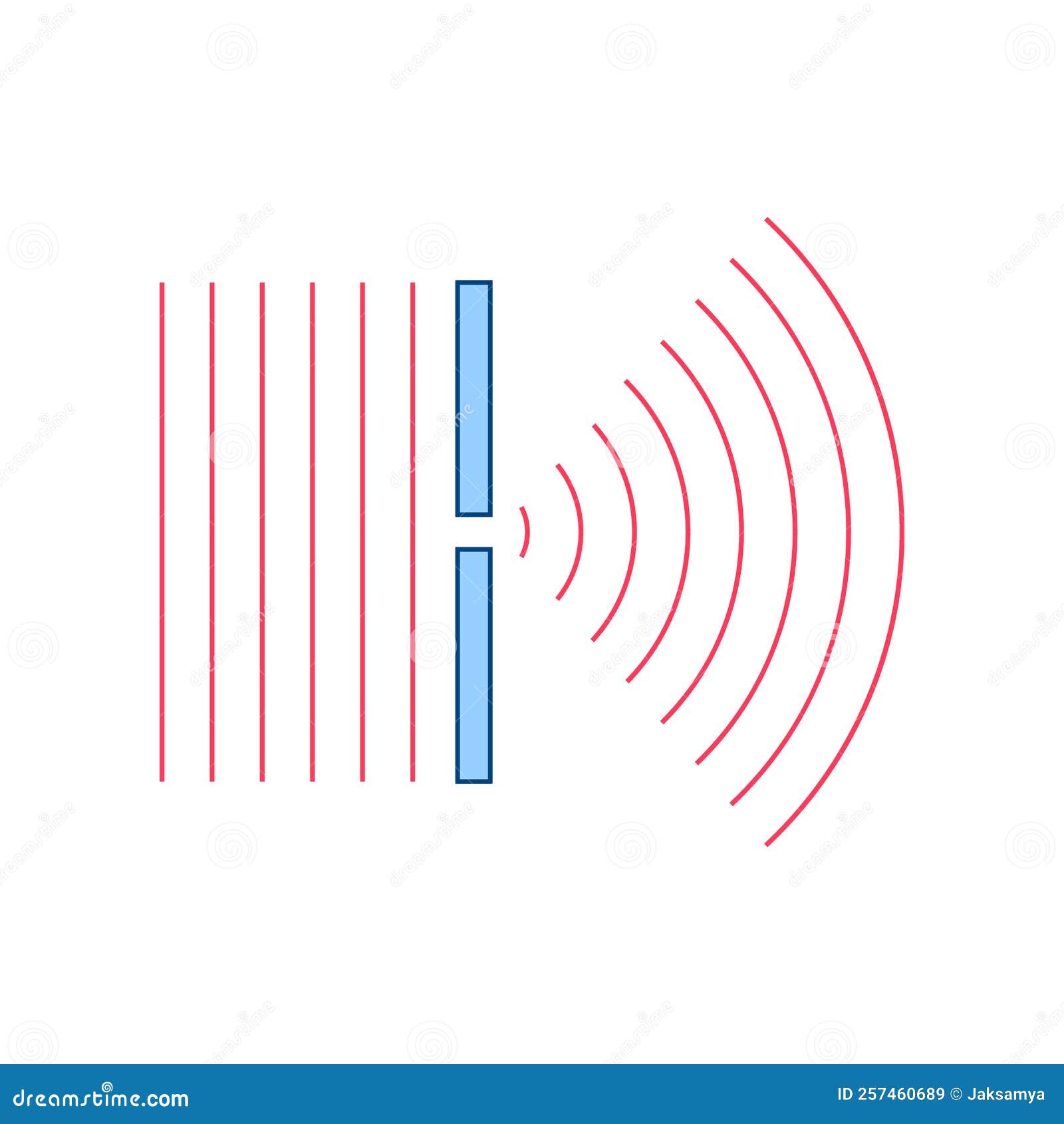 Diffraction Of Light Waves Diagram Cartoon Vector