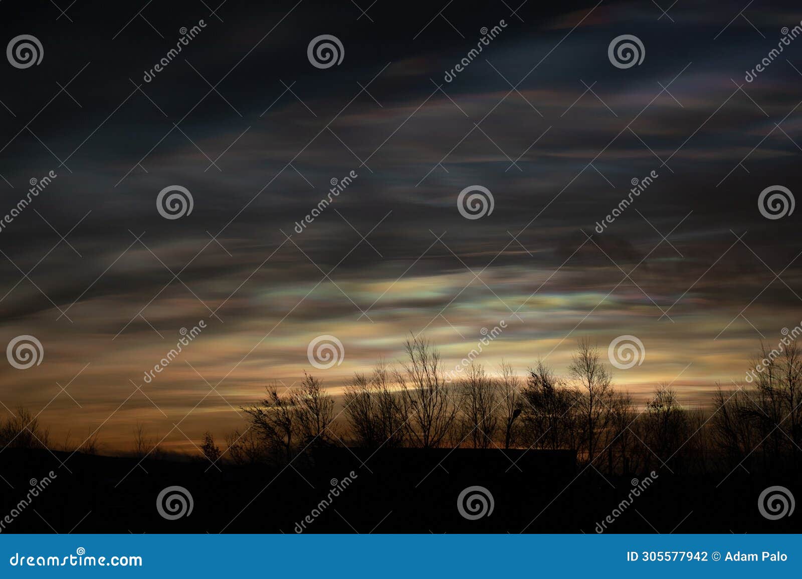 Diffraction Natural Phenomenon Produce Pearl Clouds. Stock Photo ...
