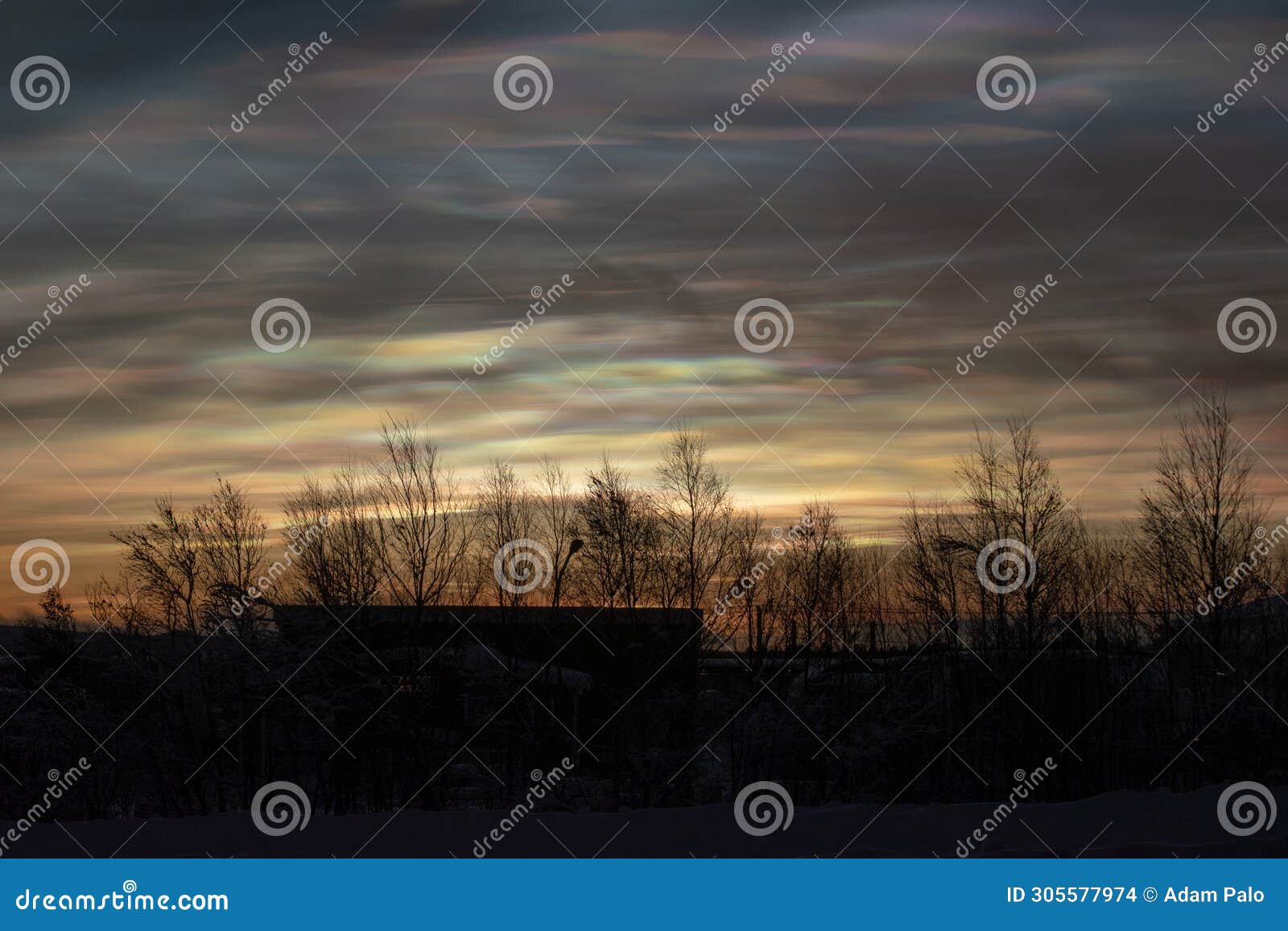 Diffraction Natural Phenomenon Produce Pearl Clouds. Stock Photo ...