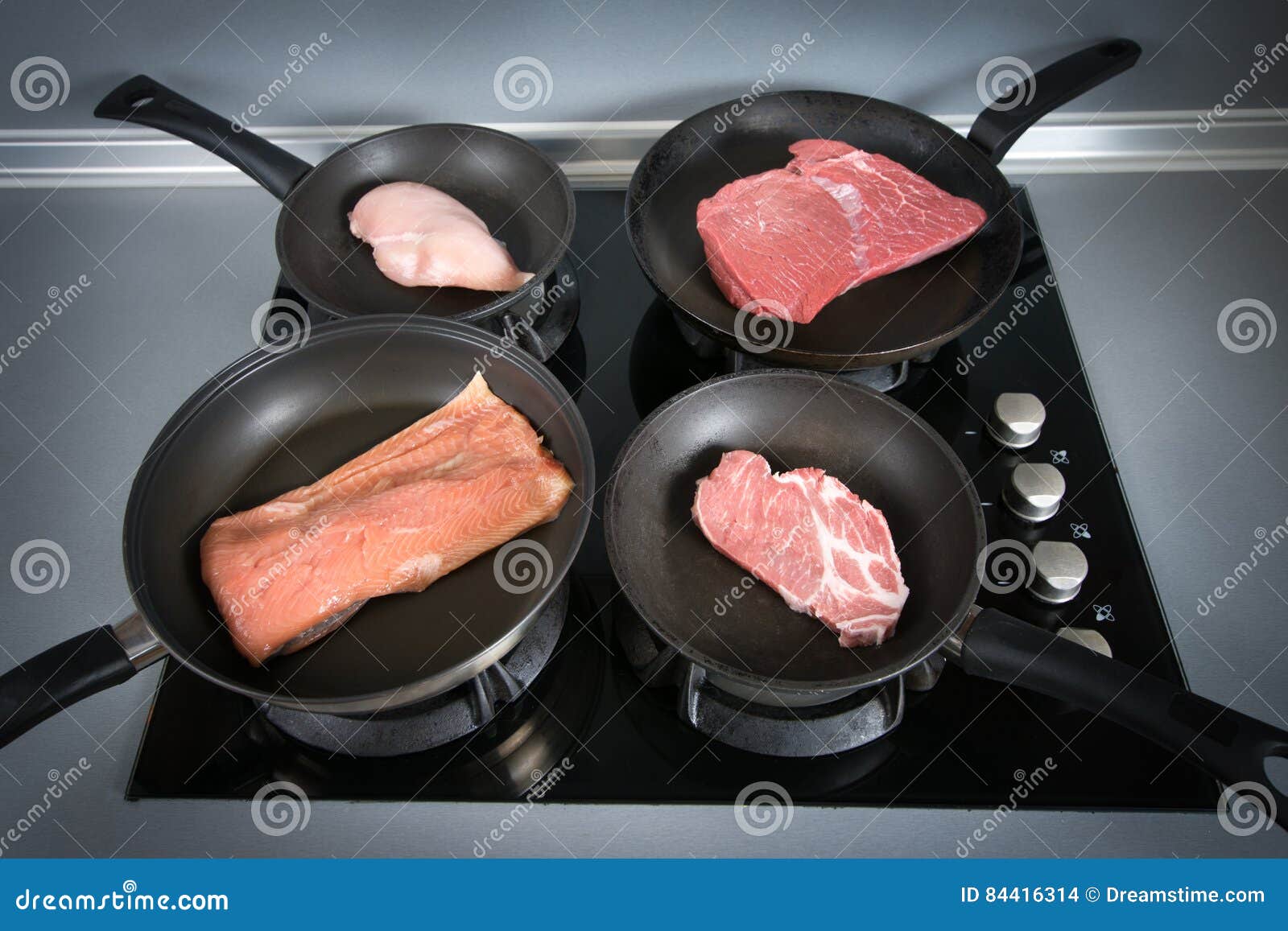 Diffrent Kinds of Meat on Pans. Stock Photo - Image of muscle, external ...