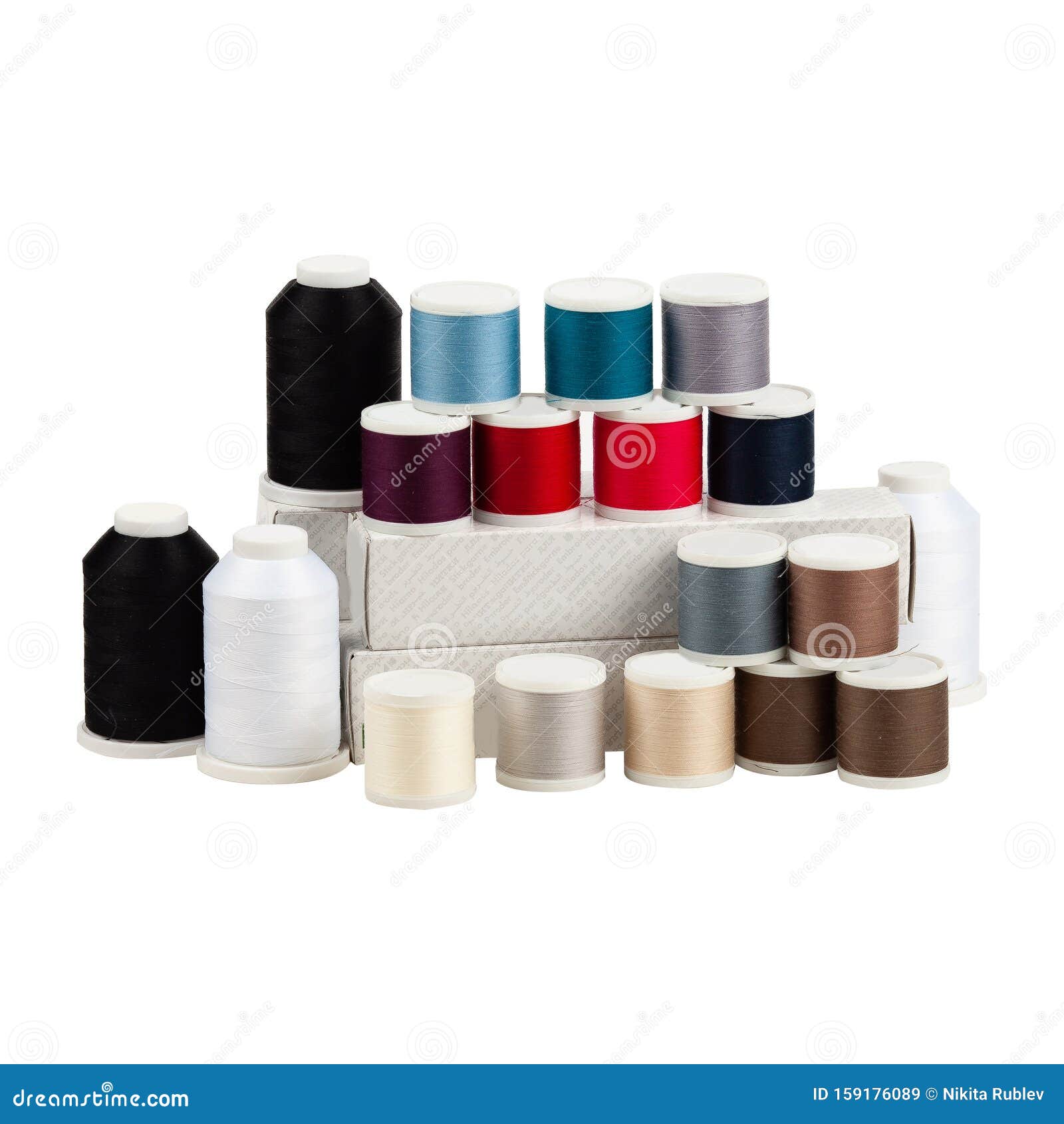 Diffrent Sewing Thread Spools Set Isolated on White Stock Image - Image ...