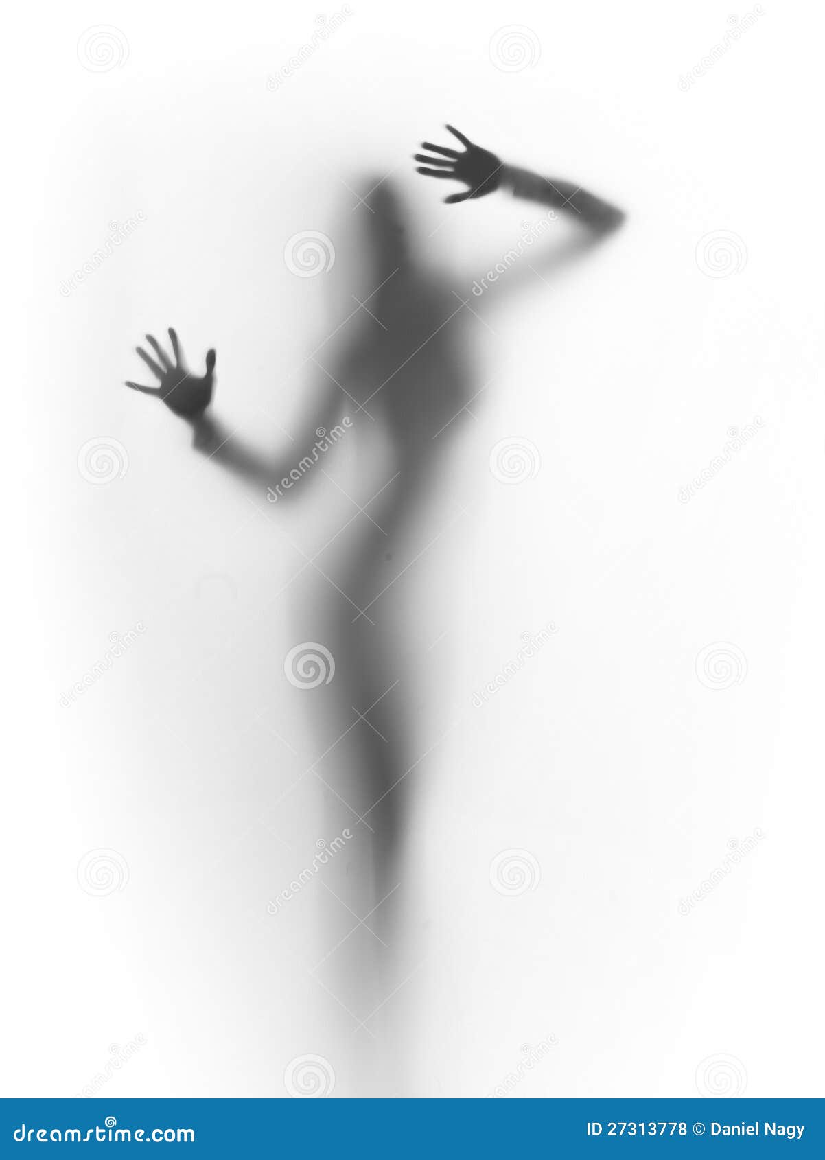 Diffuse Silhouette Of A Slim Lady, Behind A Glass Stock Photography ...