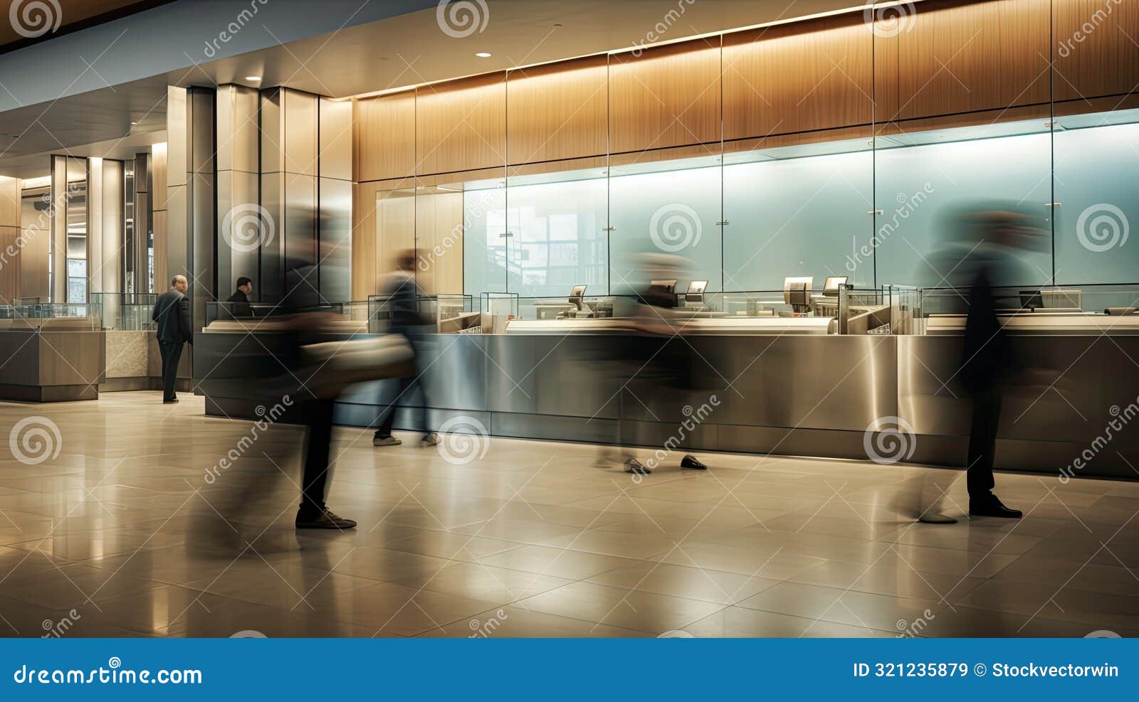 Diffused Blurred Bank Interior Stock Illustration - Illustration of ...