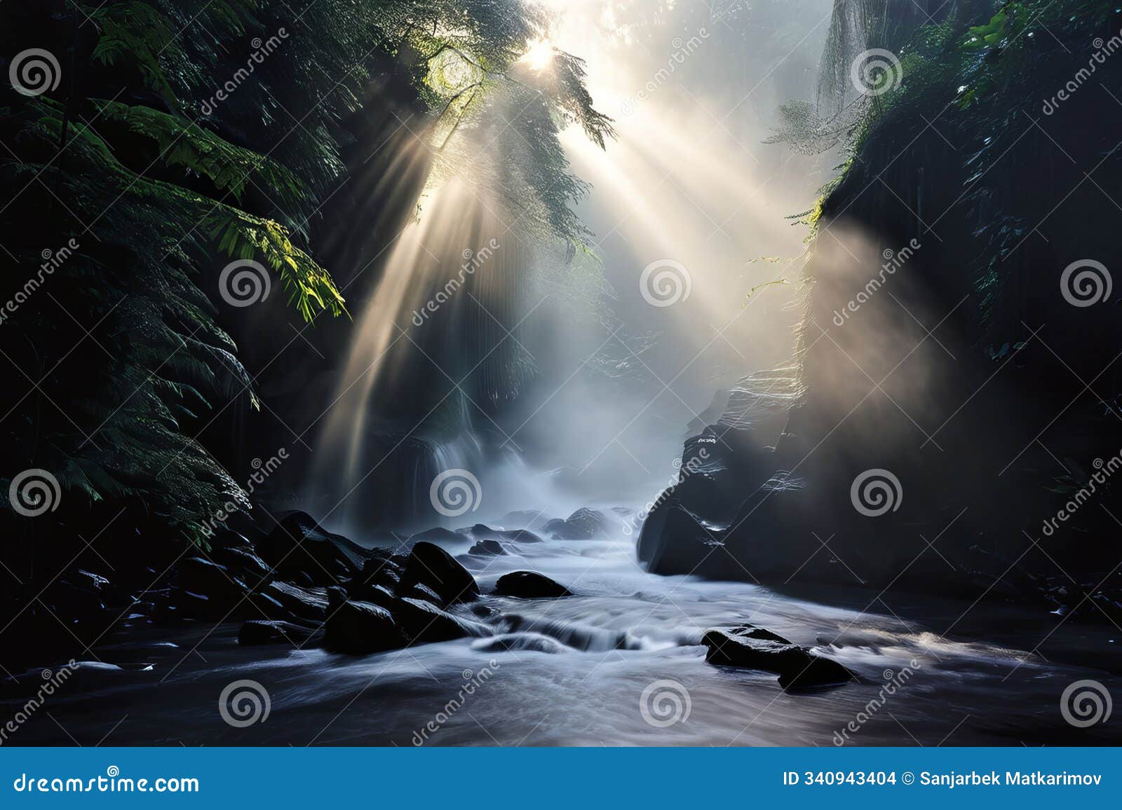 A Diffused Soft Shadow Formed by the Mist of a Waterfall with Th Stock ...