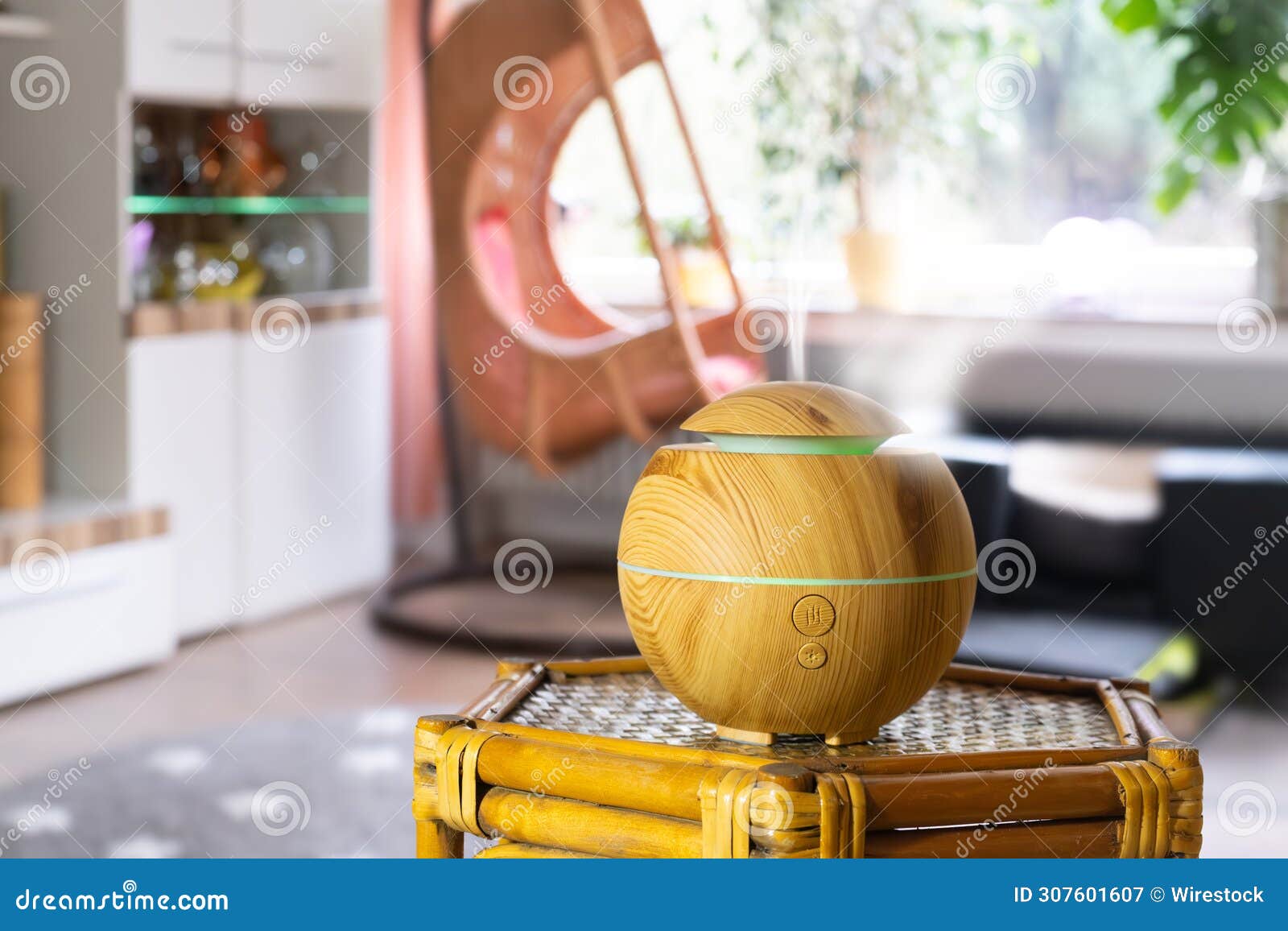 Diffuser Distributes Flavored Water As Steam in the Living Room Stock ...