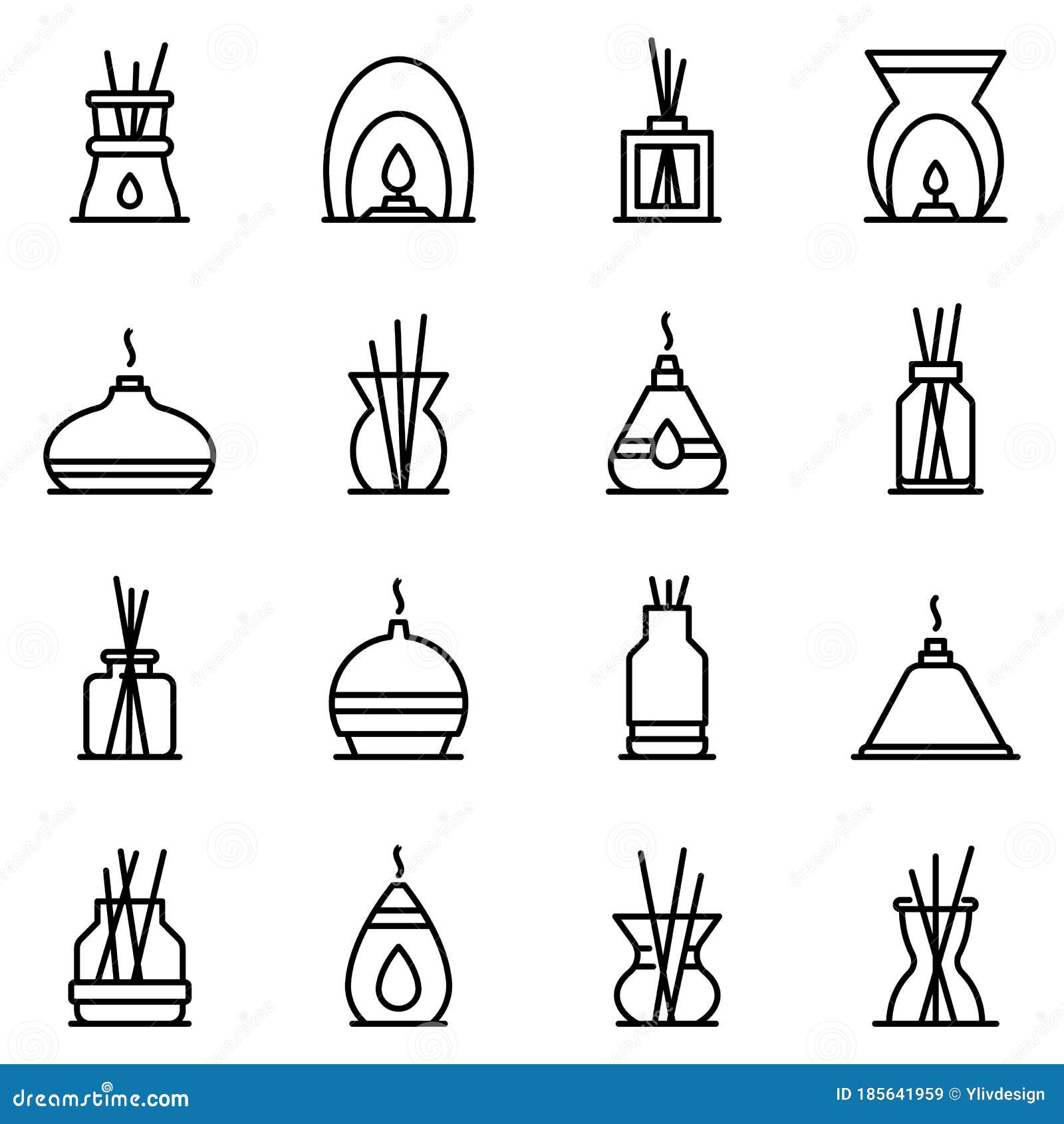 Diffuser Icons Set, Outline Style Stock Vector - Illustration of icons ...