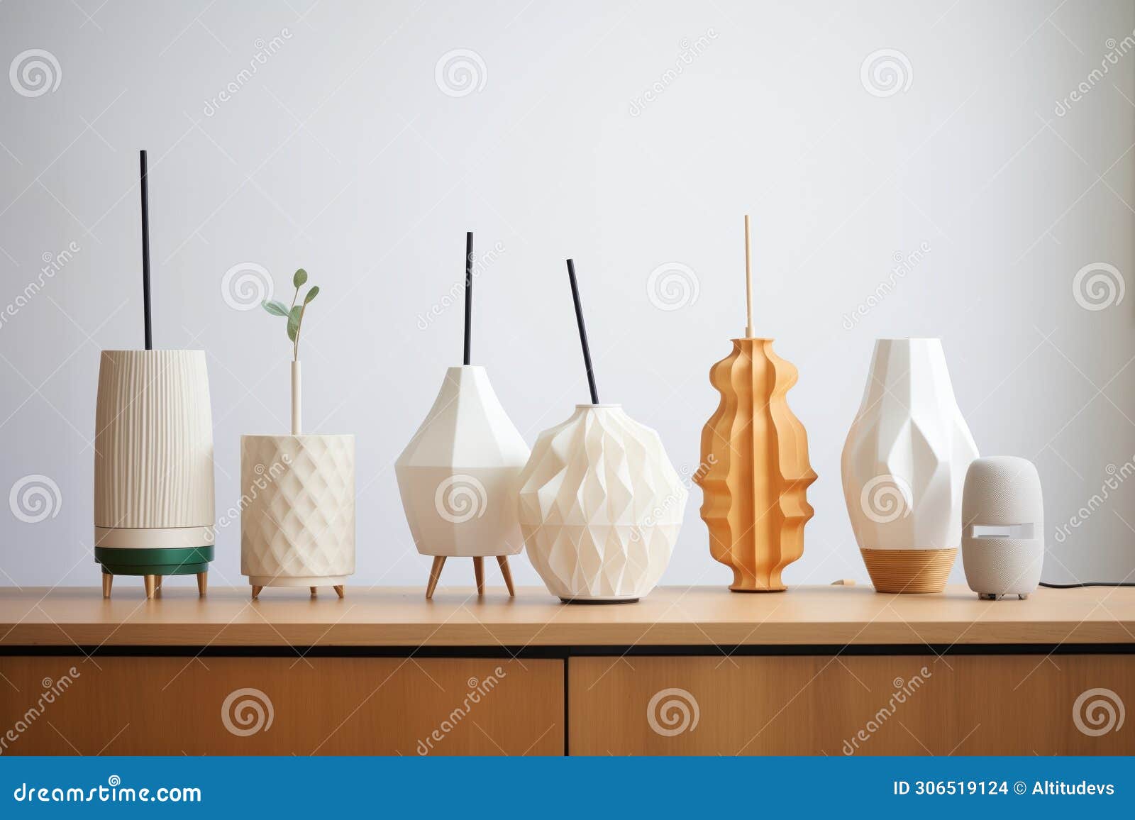 Diffusers in Various Shapes and Sizes Placed Side by Side Stock Photo ...