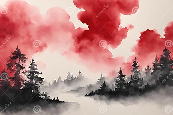 Diffusing red ink clouds stock illustration. Illustration of fashion ...