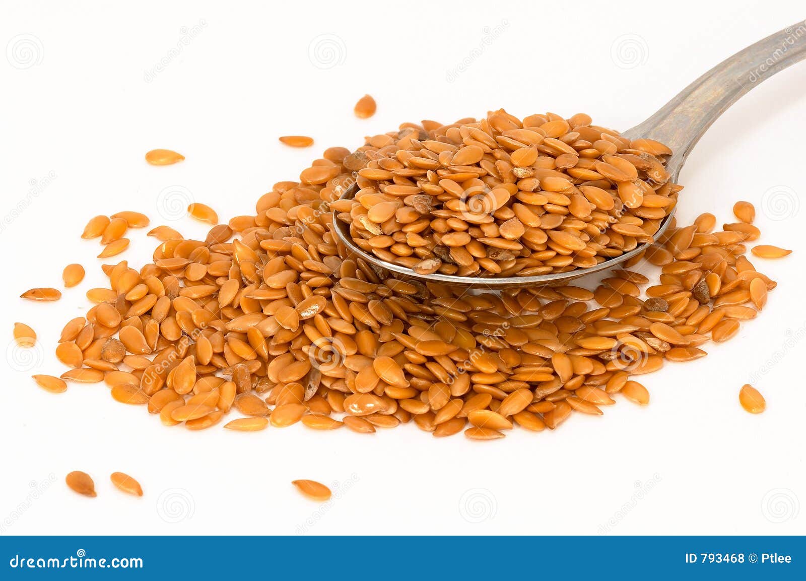 Diffusione Del Seme Di Lino Ed Alcune in Cucchiaio Fotografia Stock ...