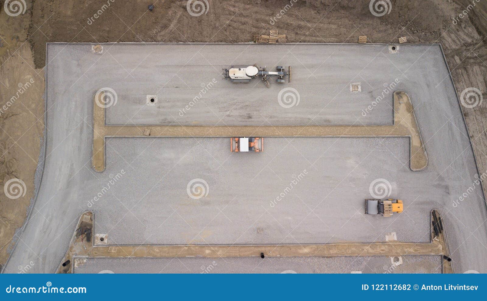 Aerial Top Down View of Construction Road and Parking Stock Photo ...
