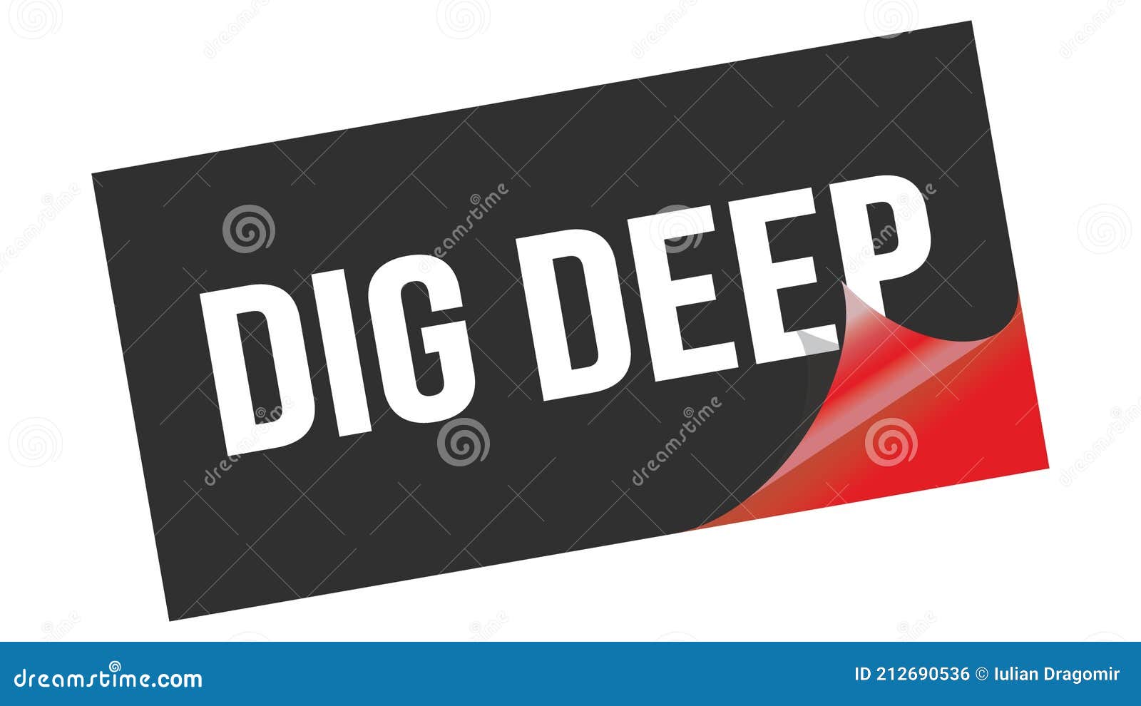 DIG DEEP Text on Black Red Sticker Stamp Stock Illustration ...