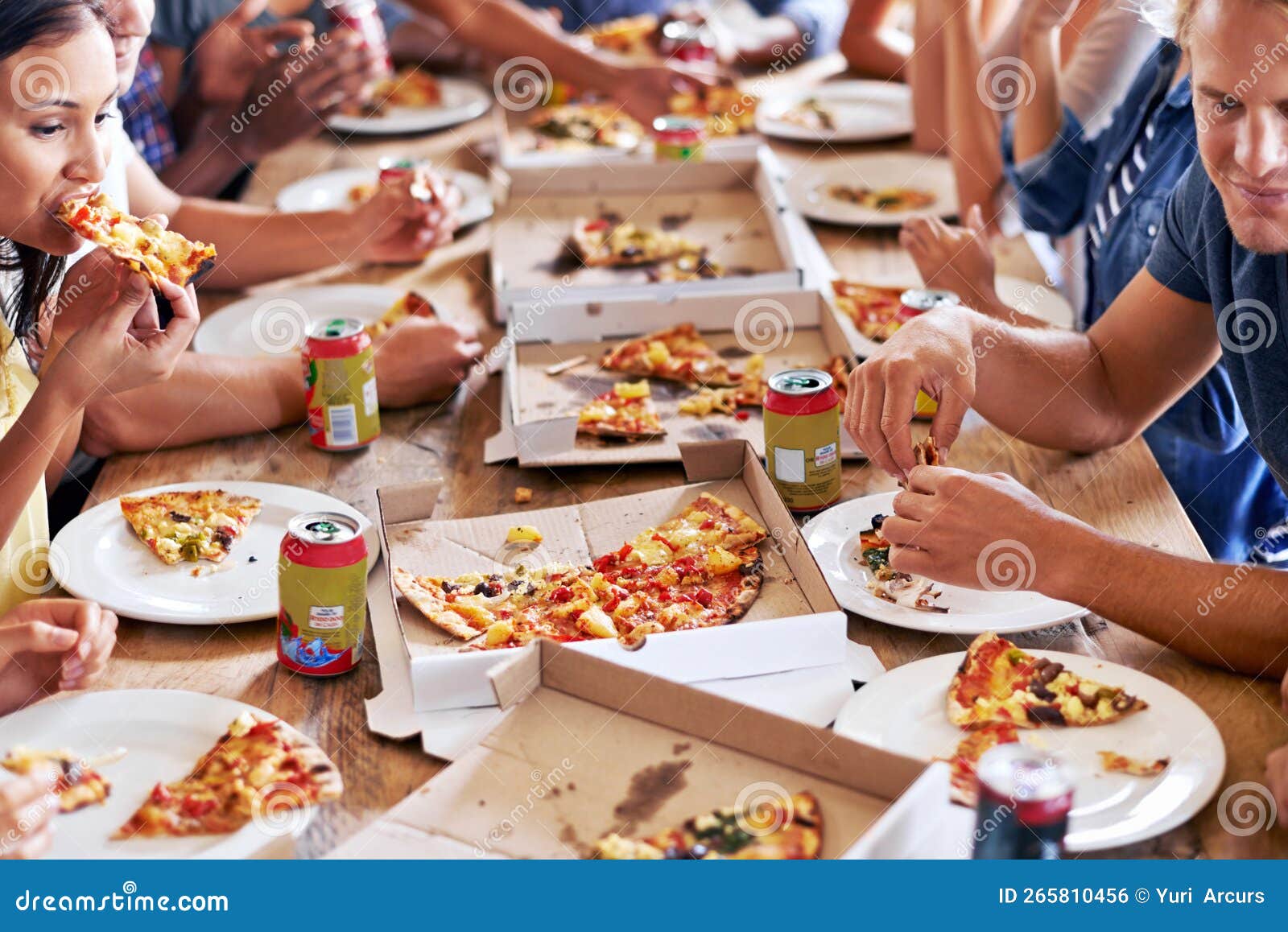 Dig in. a Group of Friends Enjoying Pizza Together. Stock Photo - Image ...