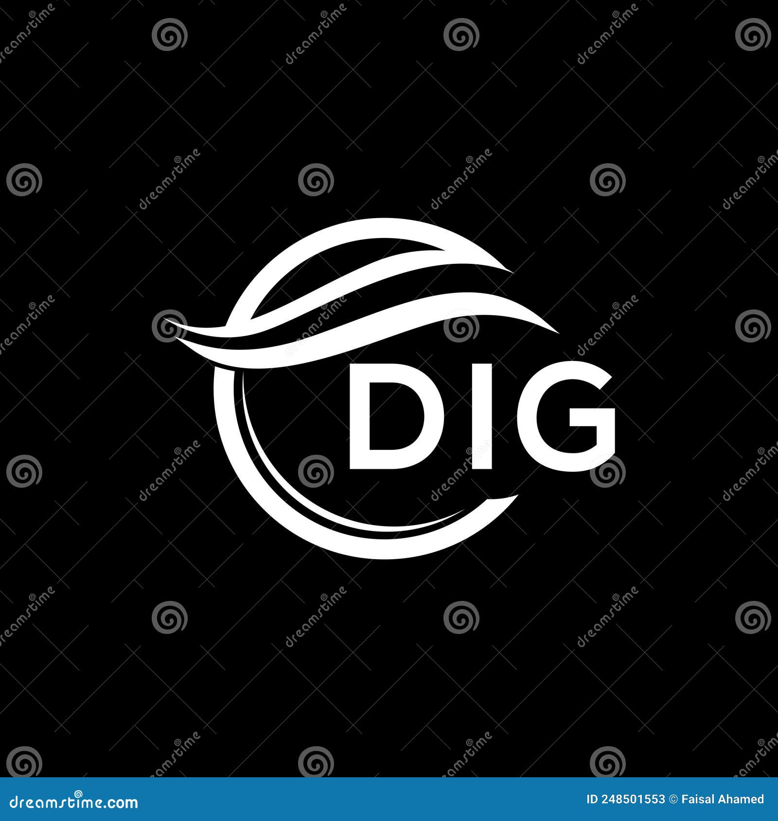 DIG Letter Logo Design on Black Background. DIG Creative Circle Letter ...