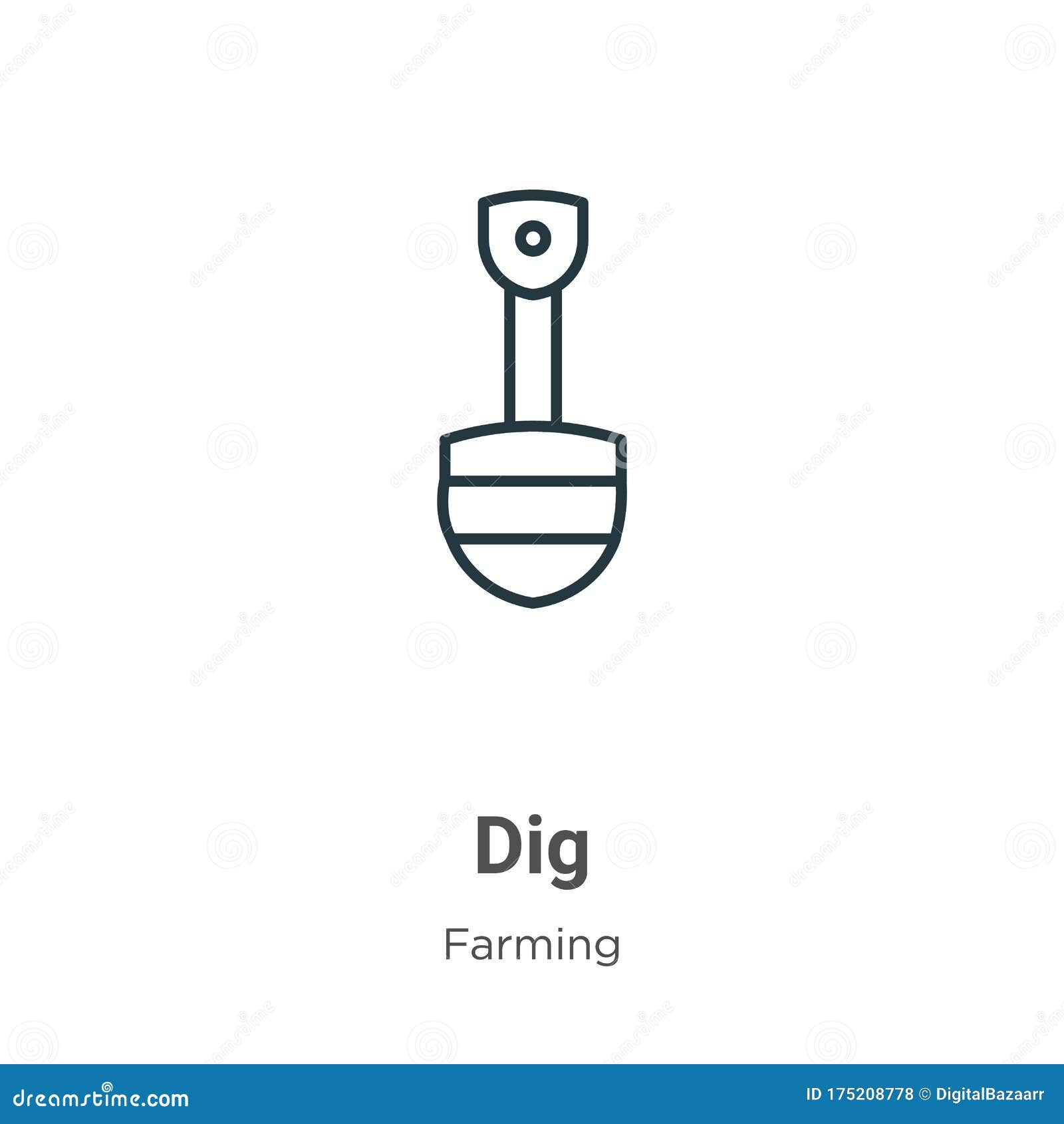 Dig Outline Vector Icon. Thin Line Black Dig Icon, Flat Vector Simple ...