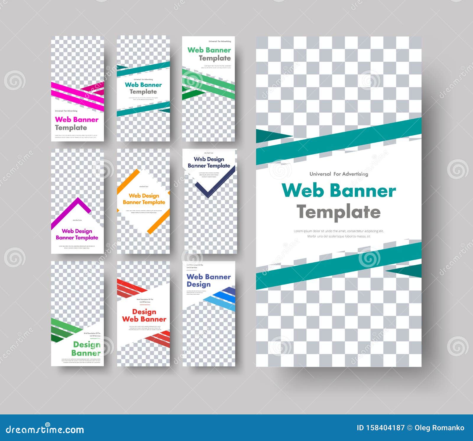 Dig Set of White Vertical Web Banners with Space for Graphic Images and ...