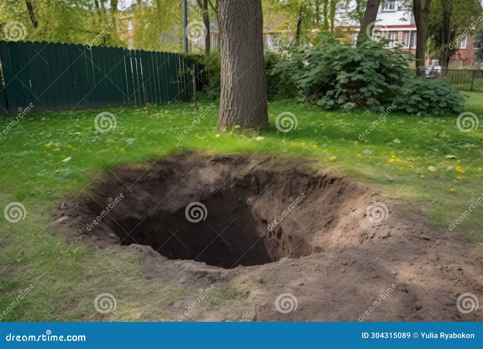 Digged Round Deep Grave in Backyard. Generate Ai Stock Image - Image of ...