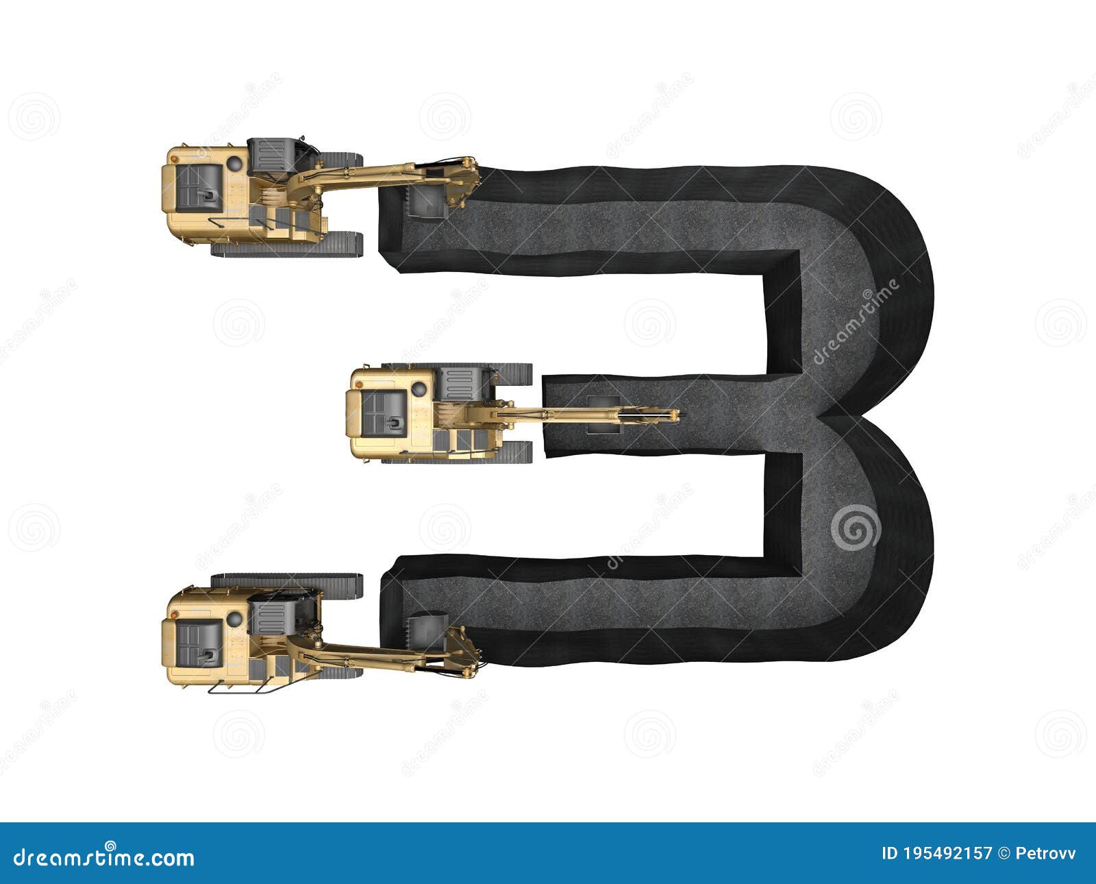 Digged Trench in the Shape of a Number 3 Stock Illustration ...
