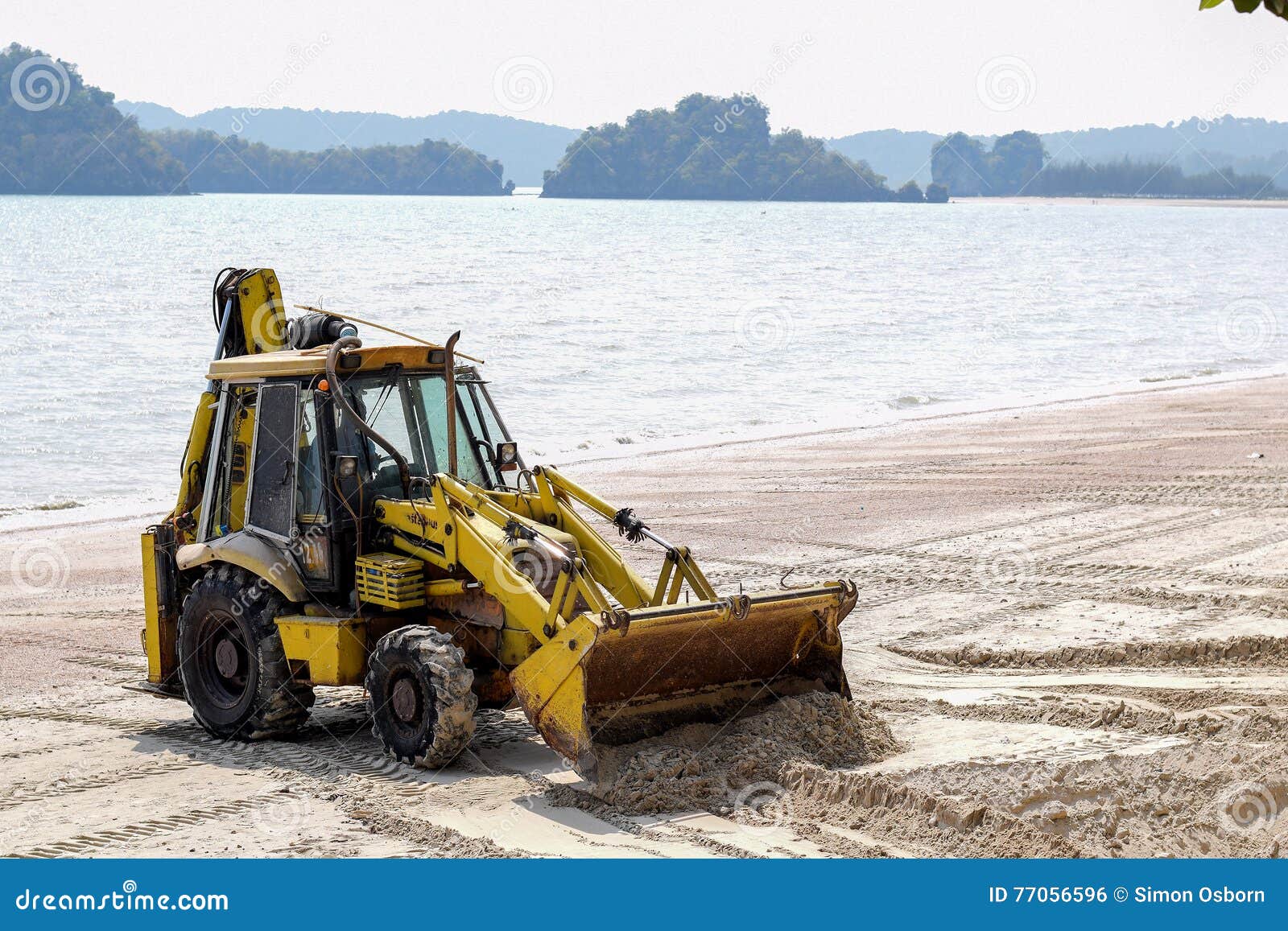 Digger on the beach stock photo. Image of machine, digging - 77056596