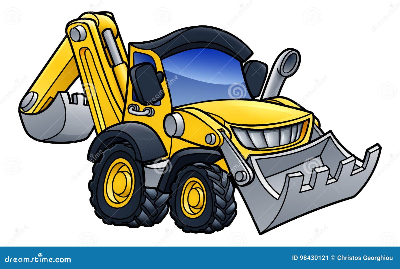 Digger Bulldozer Cartoon vector illustratie. Illustration of verhuizer ...