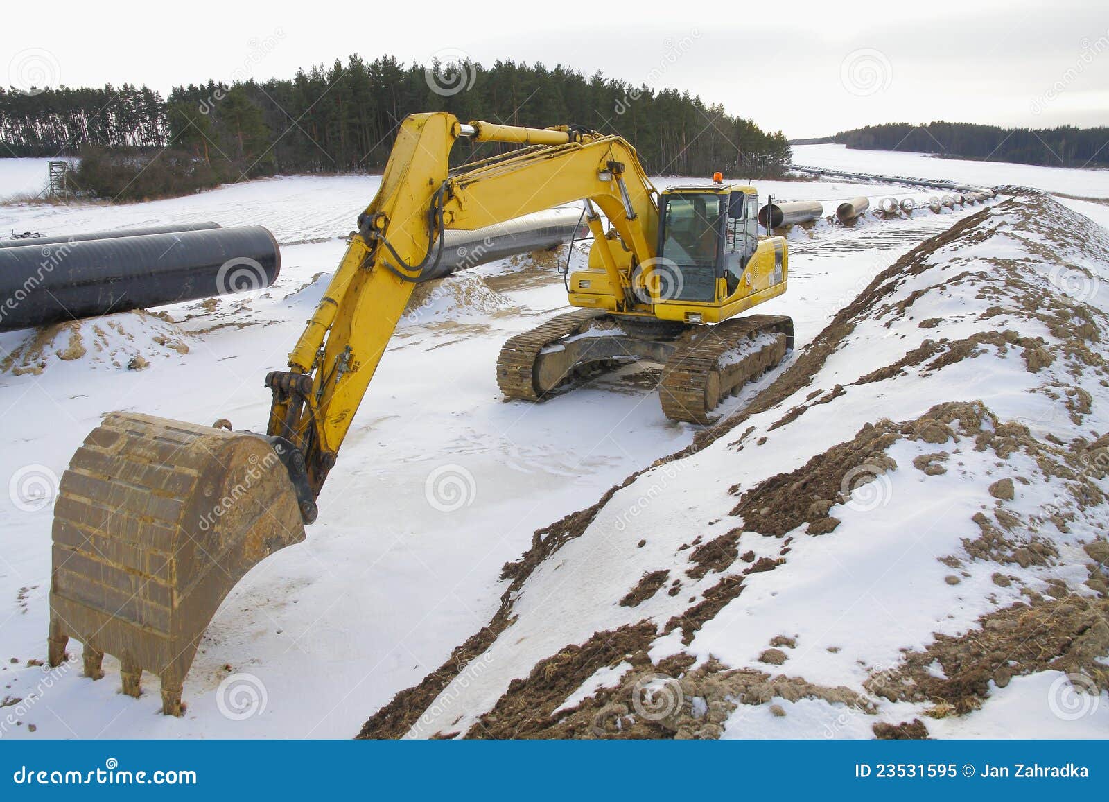 Digger on a Construction Site Stock Image - Image of bucket, digger ...