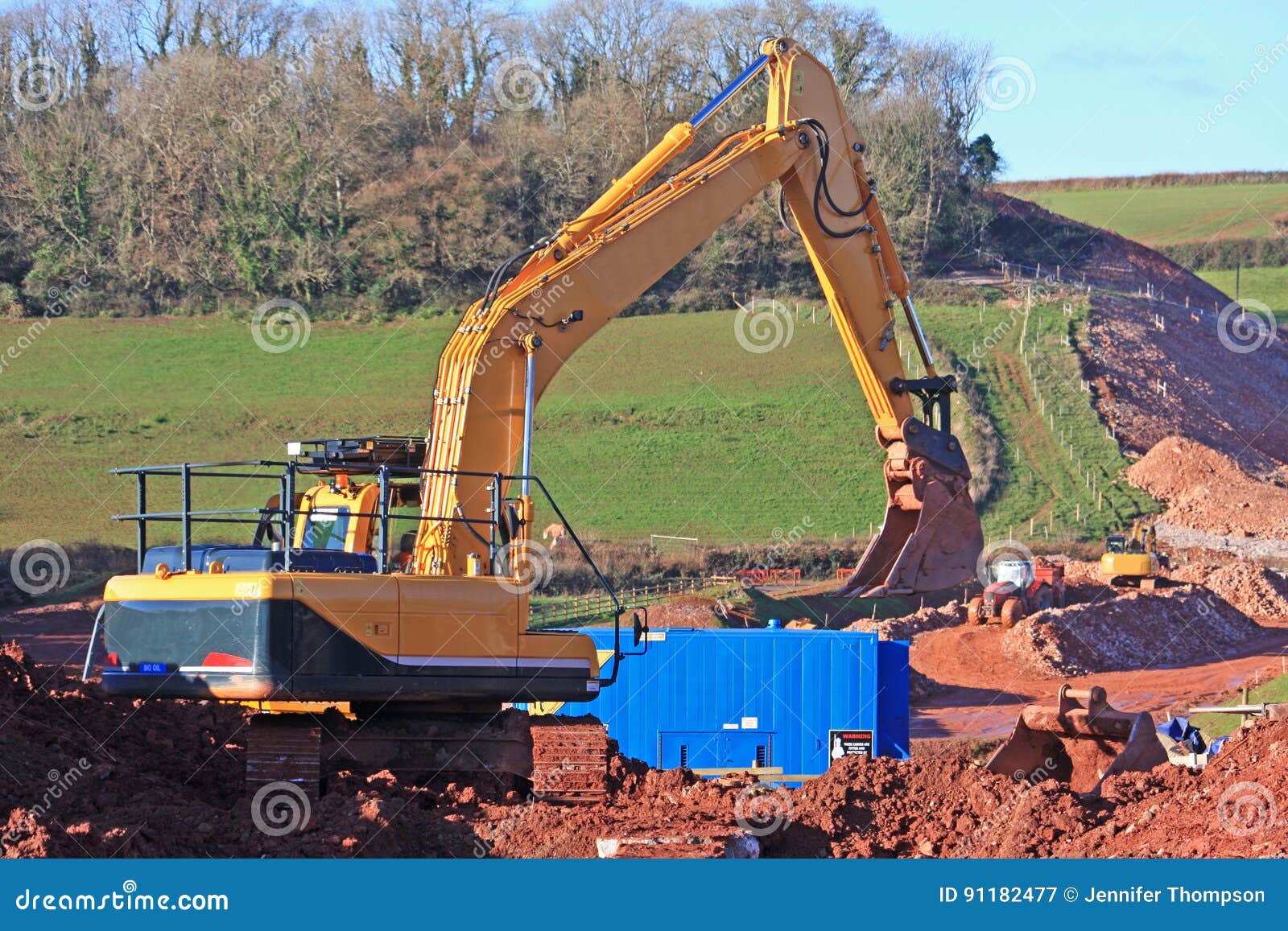 Digger on a Construction Site Stock Image - Image of breaker, stone ...