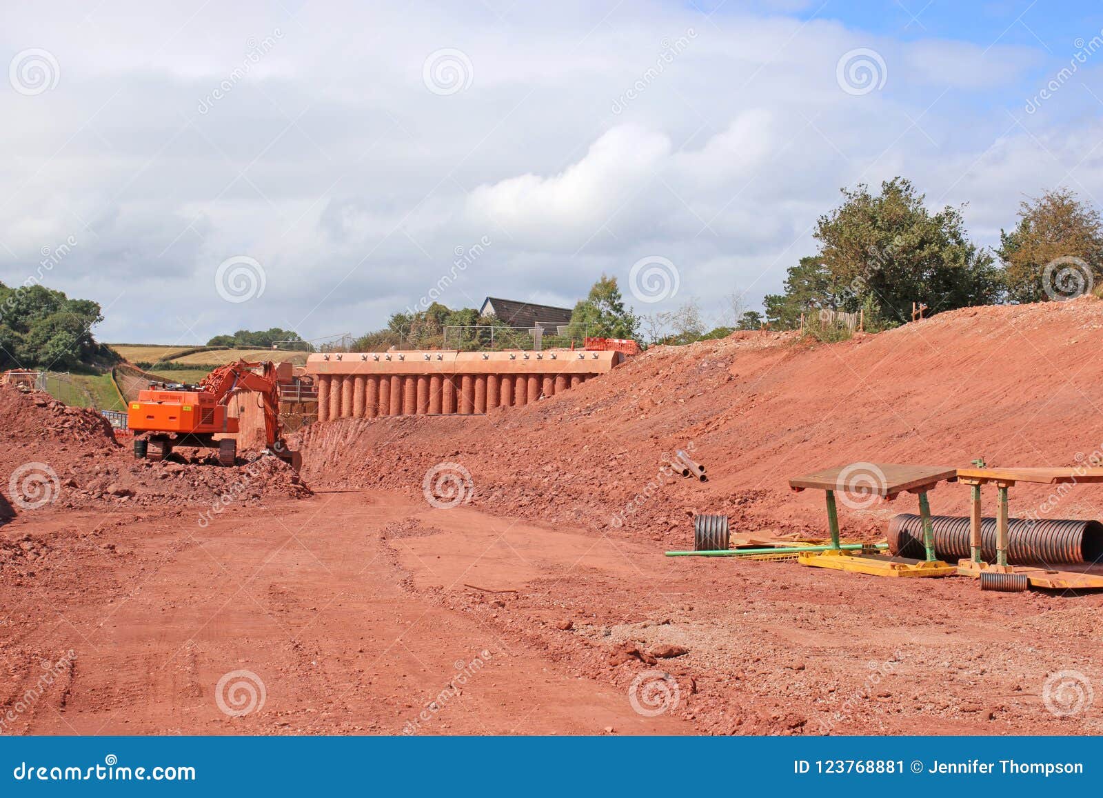 Digger on a Construction Site Stock Image - Image of devon, cutting ...