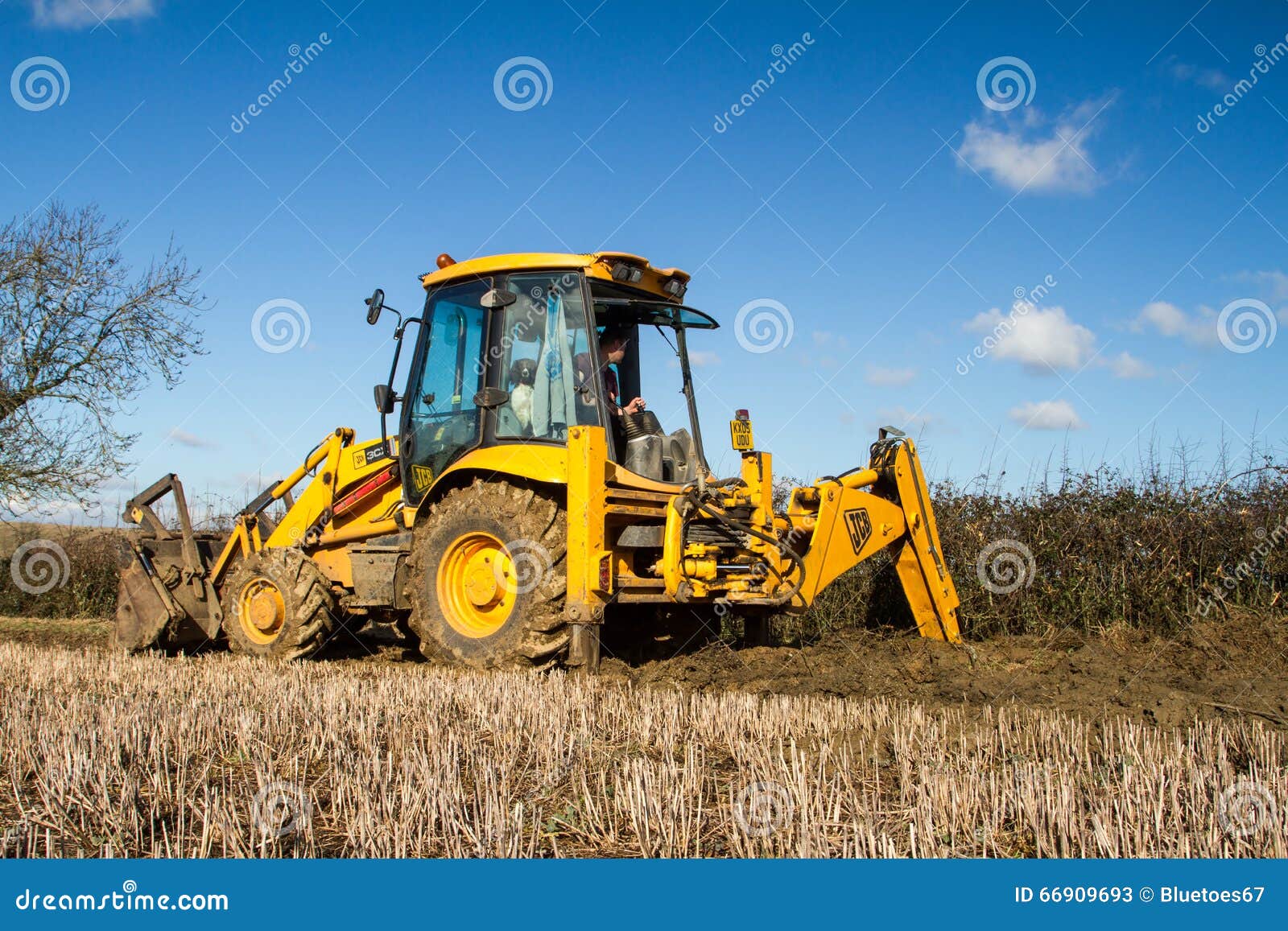 Digger in Countryside Clearing Ditch Editorial Stock Photo - Image of ...