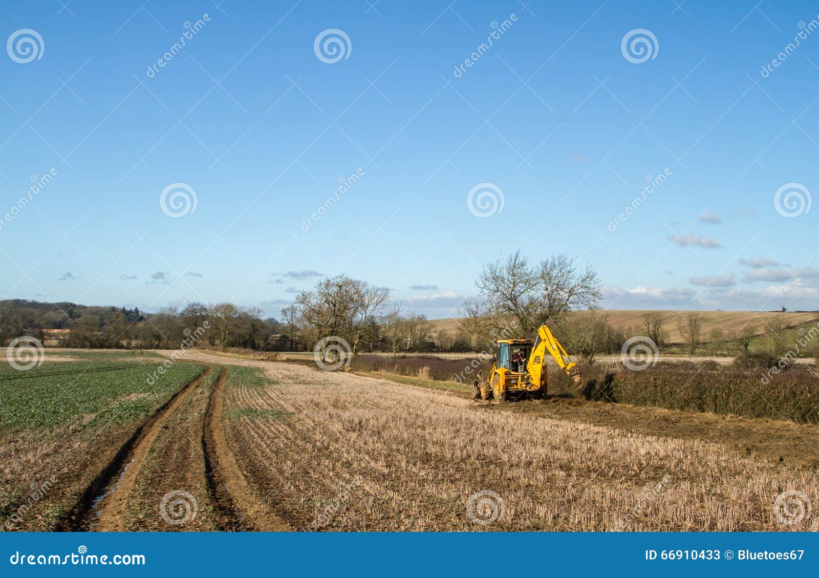 Digger in Countryside Clearing Ditch Editorial Stock Photo - Image of ...