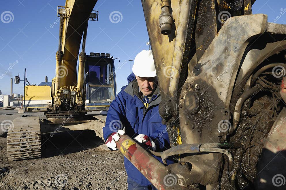 Digger and Driver Close-ups Stock Image - Image of machinery ...