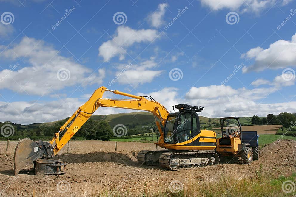 Digger and Dumper Truck stock photo. Image of machine - 1436866