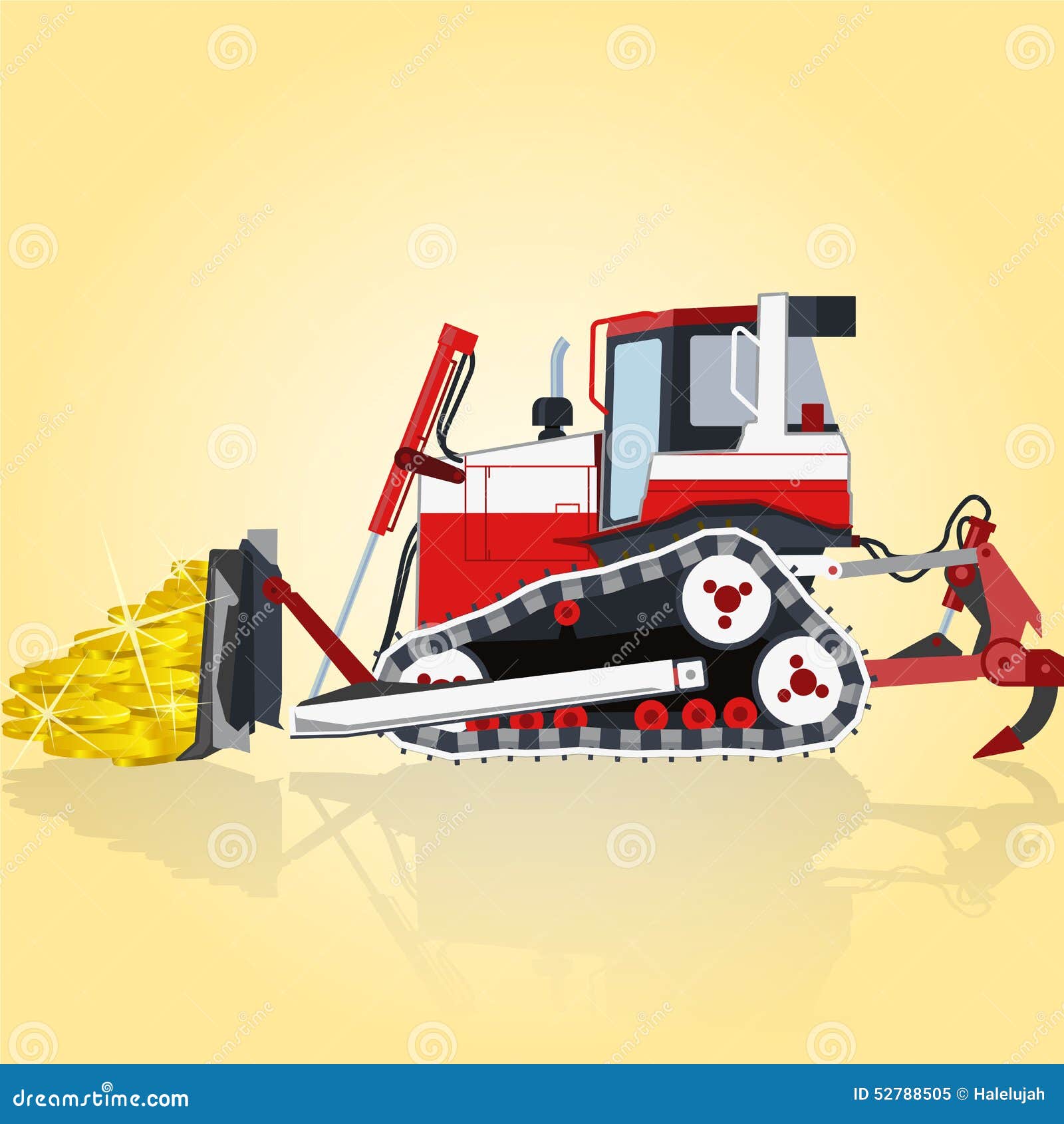 Digger with gold stock vector. Illustration of machinery - 52788505