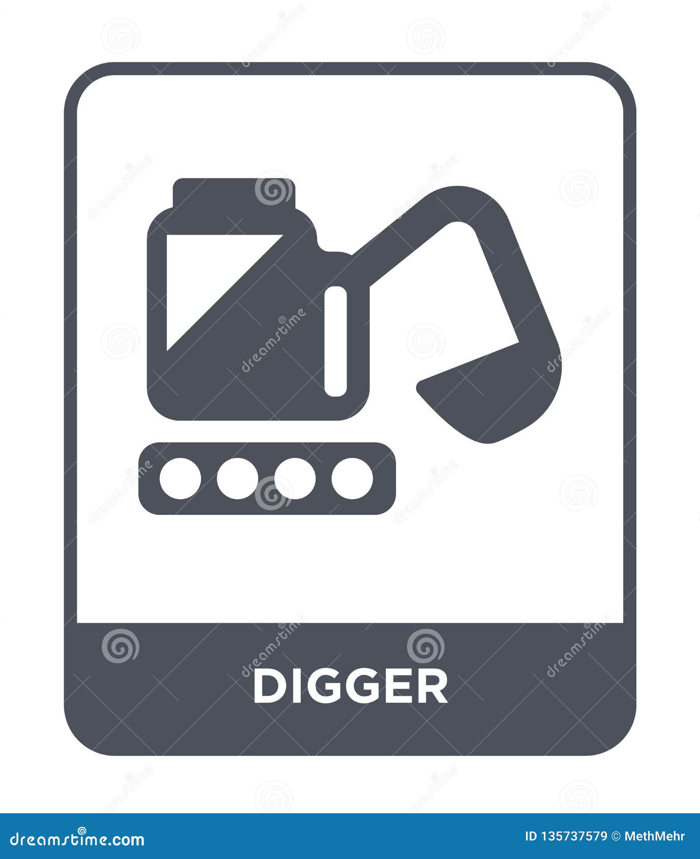 Digger Icon in Trendy Design Style. Digger Icon Isolated on White ...