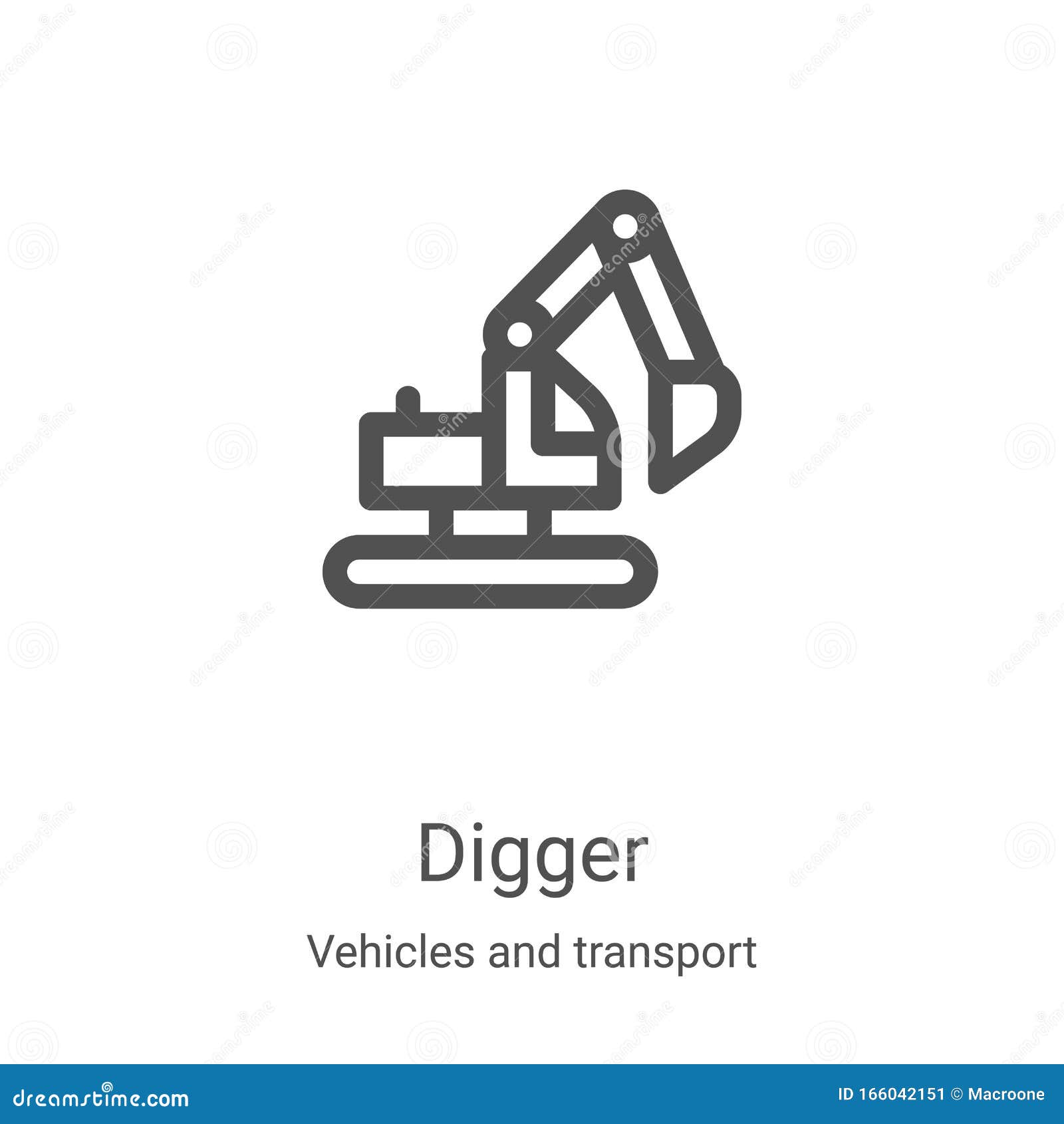 Digger Icon Vector from Vehicles and Transport Collection. Thin Line ...