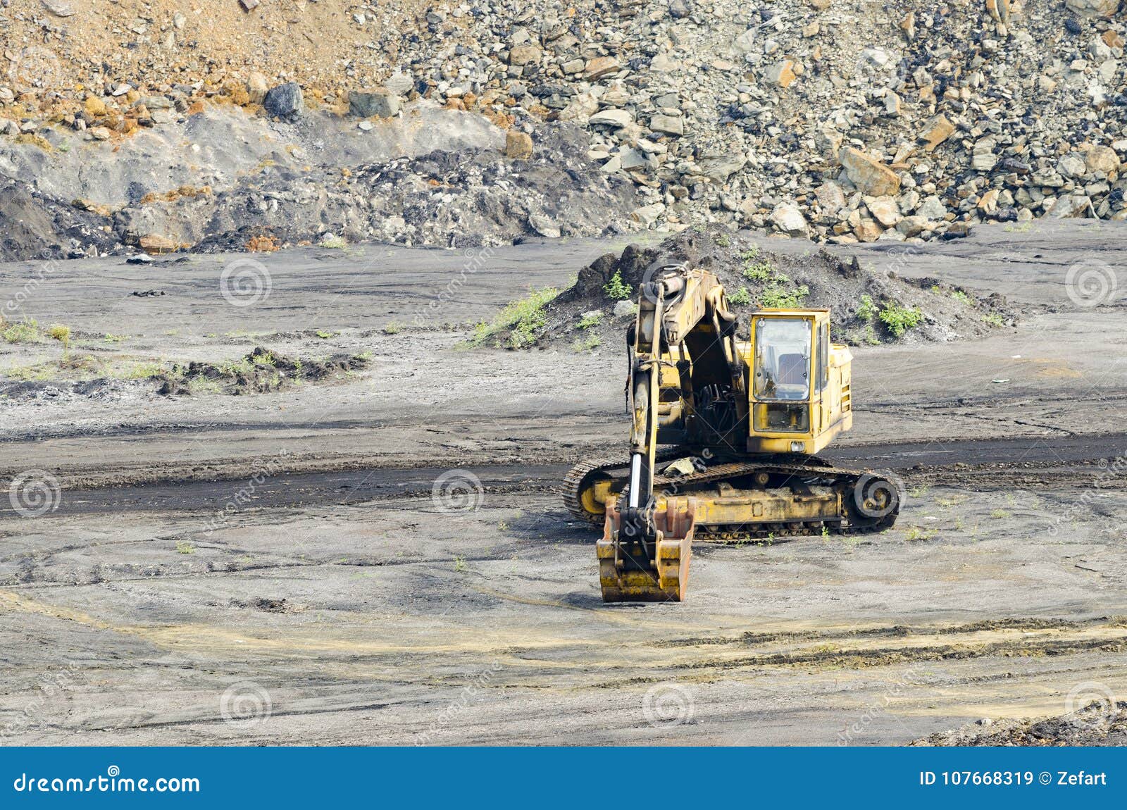 A Digger in a Limestone Quarry, Construction Site Stock Image - Image ...