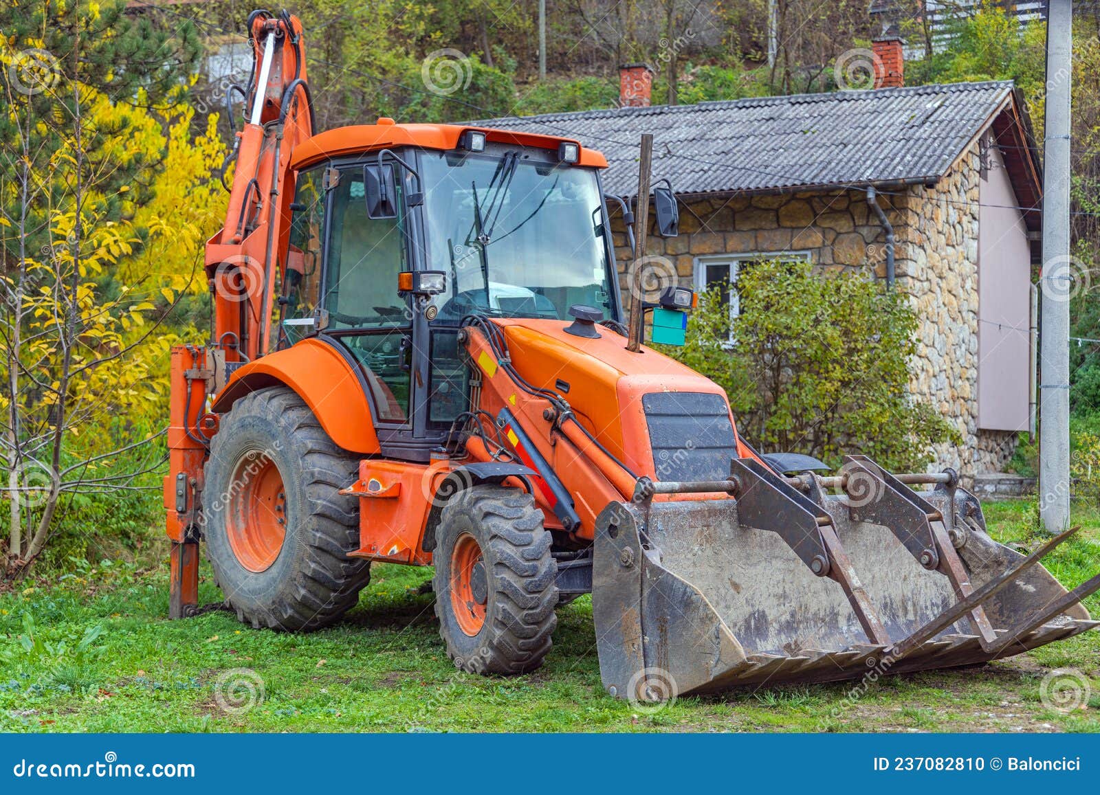Digger Loader Machine stock photo. Image of fork, lifting - 237082810