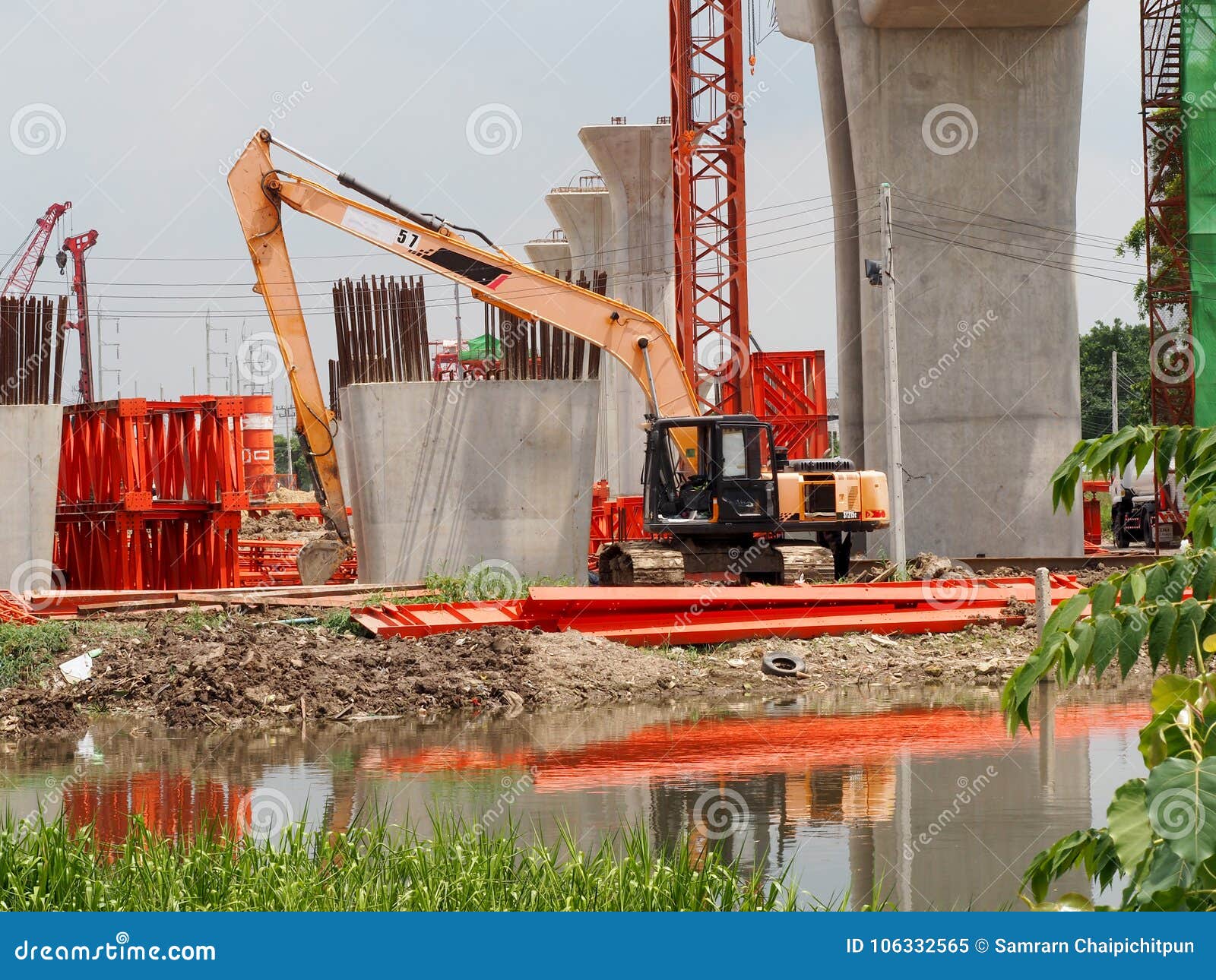 Digger machine stock image. Image of hydraulic, road - 106332565
