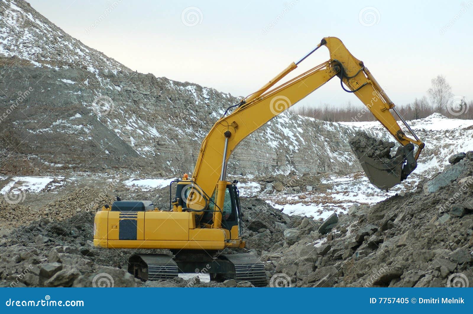 Digger in open pit stock image. Image of resource, winter - 7757405