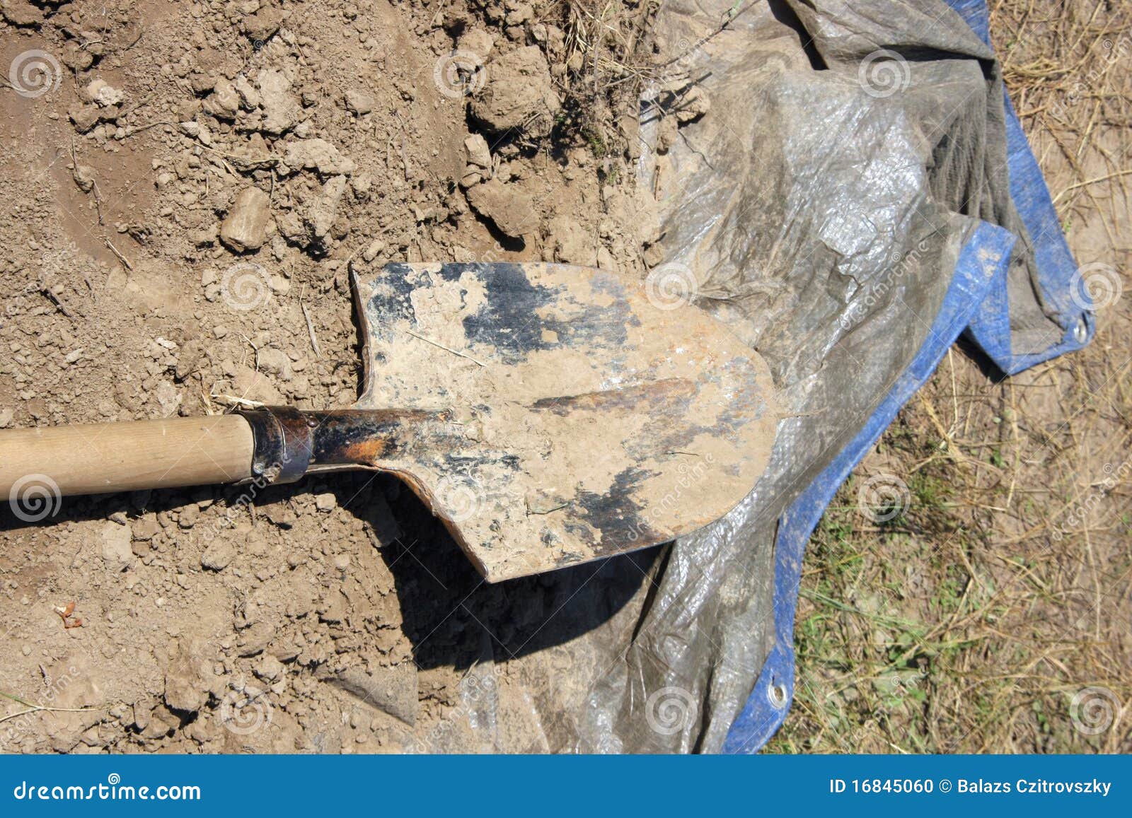 Digger on the soil stock photo. Image of spit, spade - 16845060