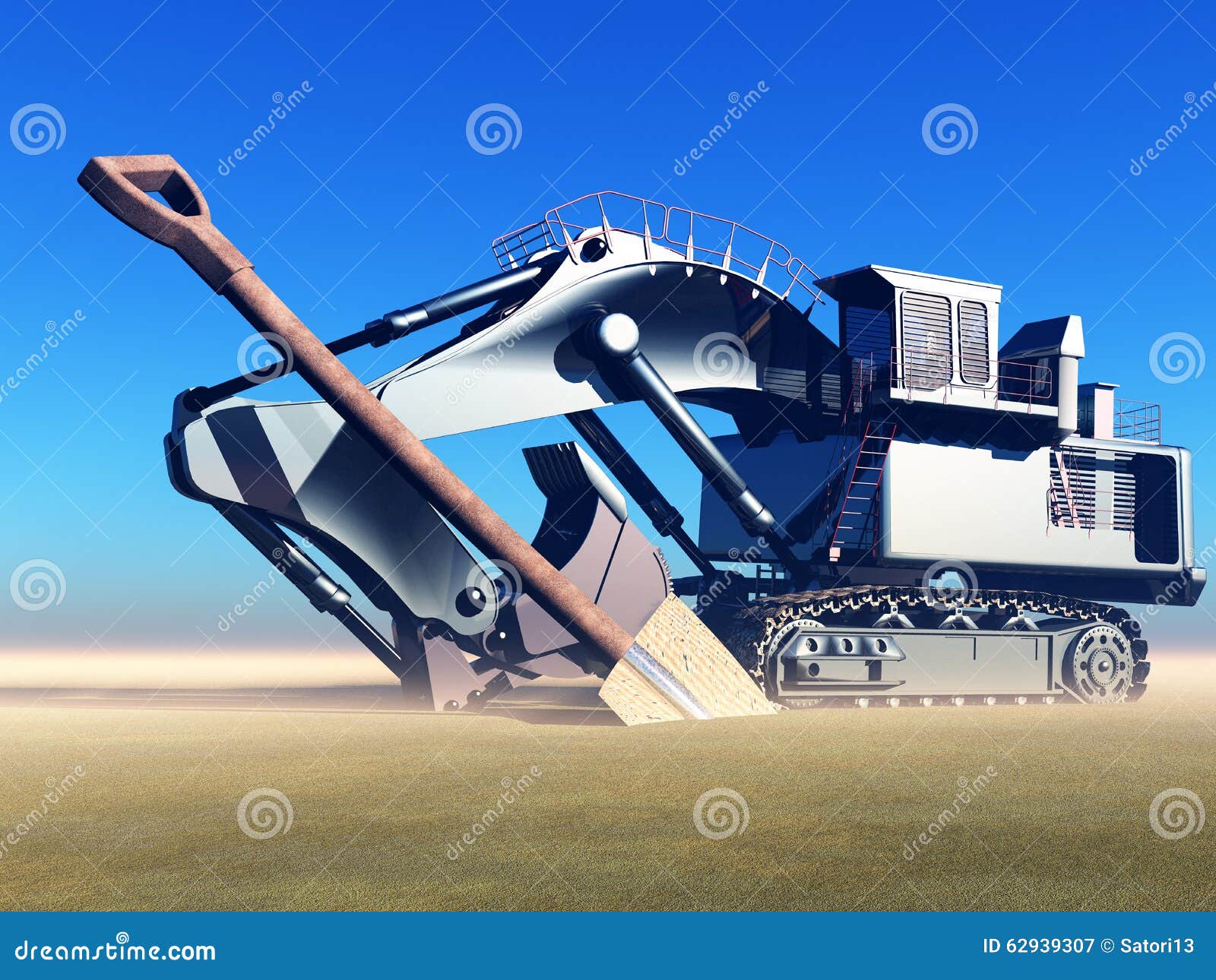Digger and Spade stock illustration. Illustration of backhoe - 62939307