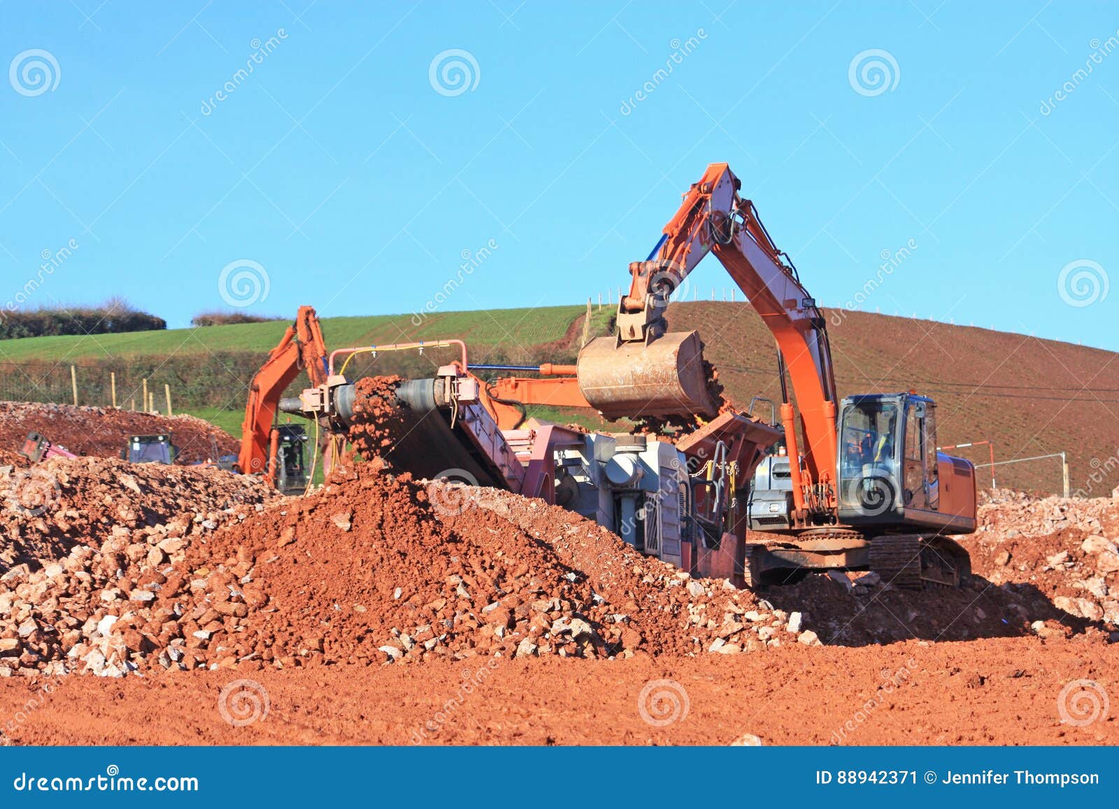 Red Digger In Stone-pit Stock Photography | CartoonDealer.com #78779996