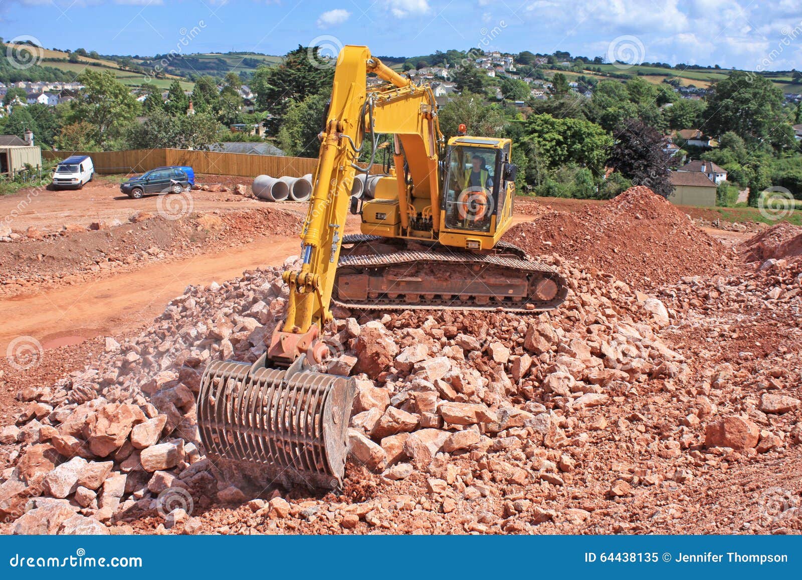 Digger stock image. Image of dump, earth, roadworks, tipper - 64438135