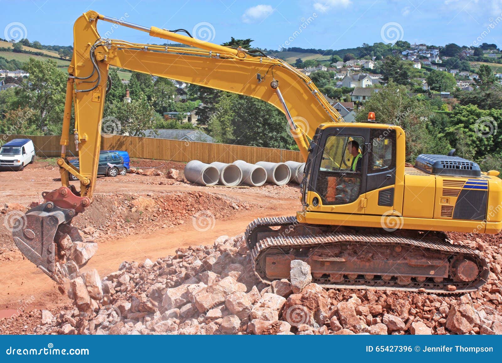 Digger stock photo. Image of hydraulic, rock, dump, roadworks - 65427396