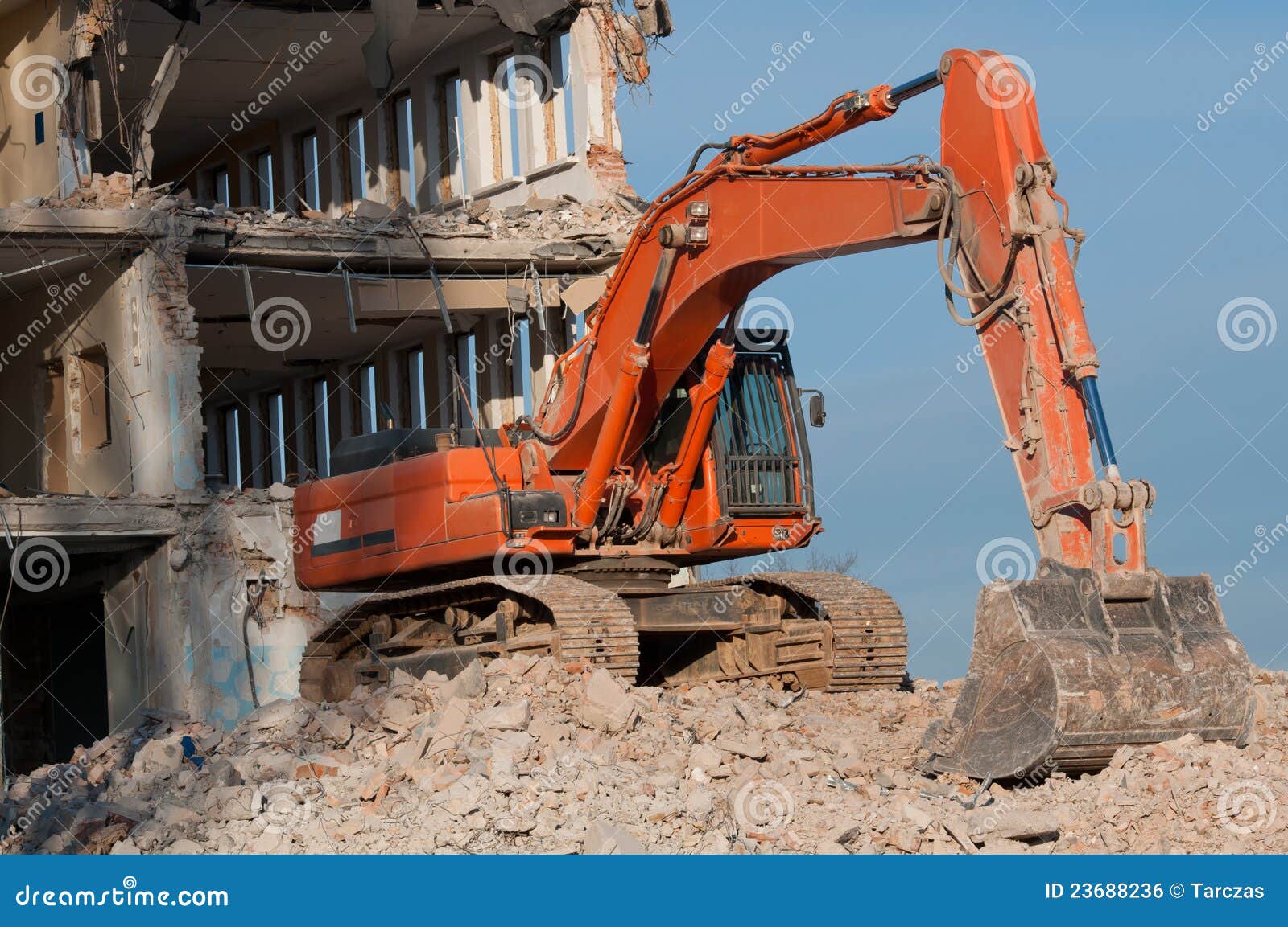 Digger Working during the Demolition Stock Photo - Image of loader ...
