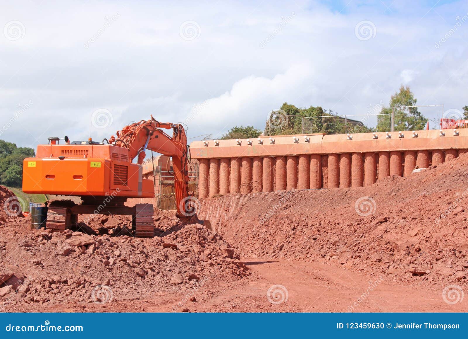 Digger on a Construction Site Stock Photo - Image of digger, dump ...