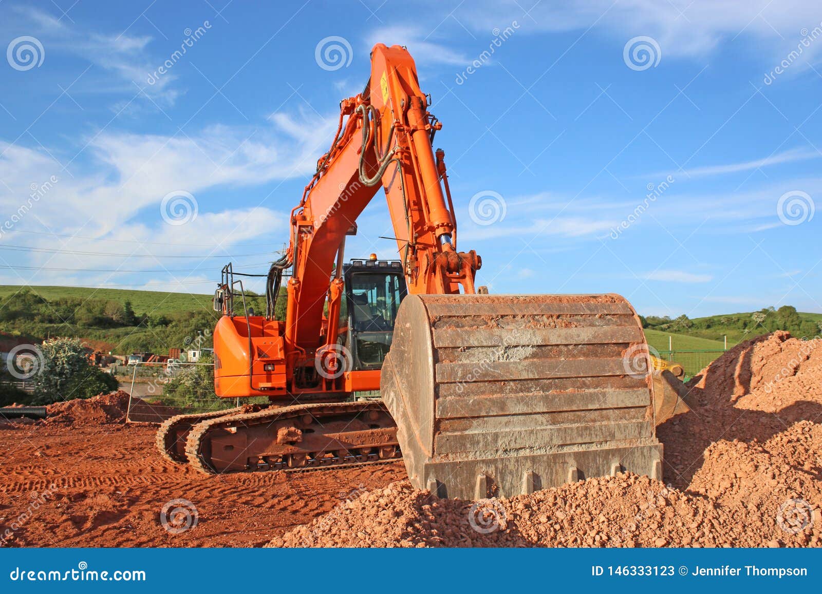 Digger on a Construction Site Stock Image - Image of heavy, works ...