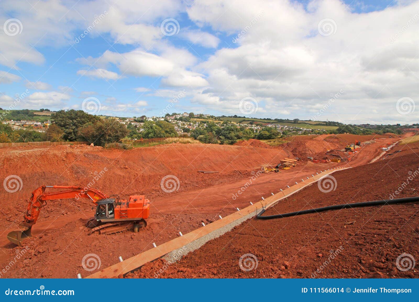 Digger at work stock photo. Image of heavy, building - 111566014