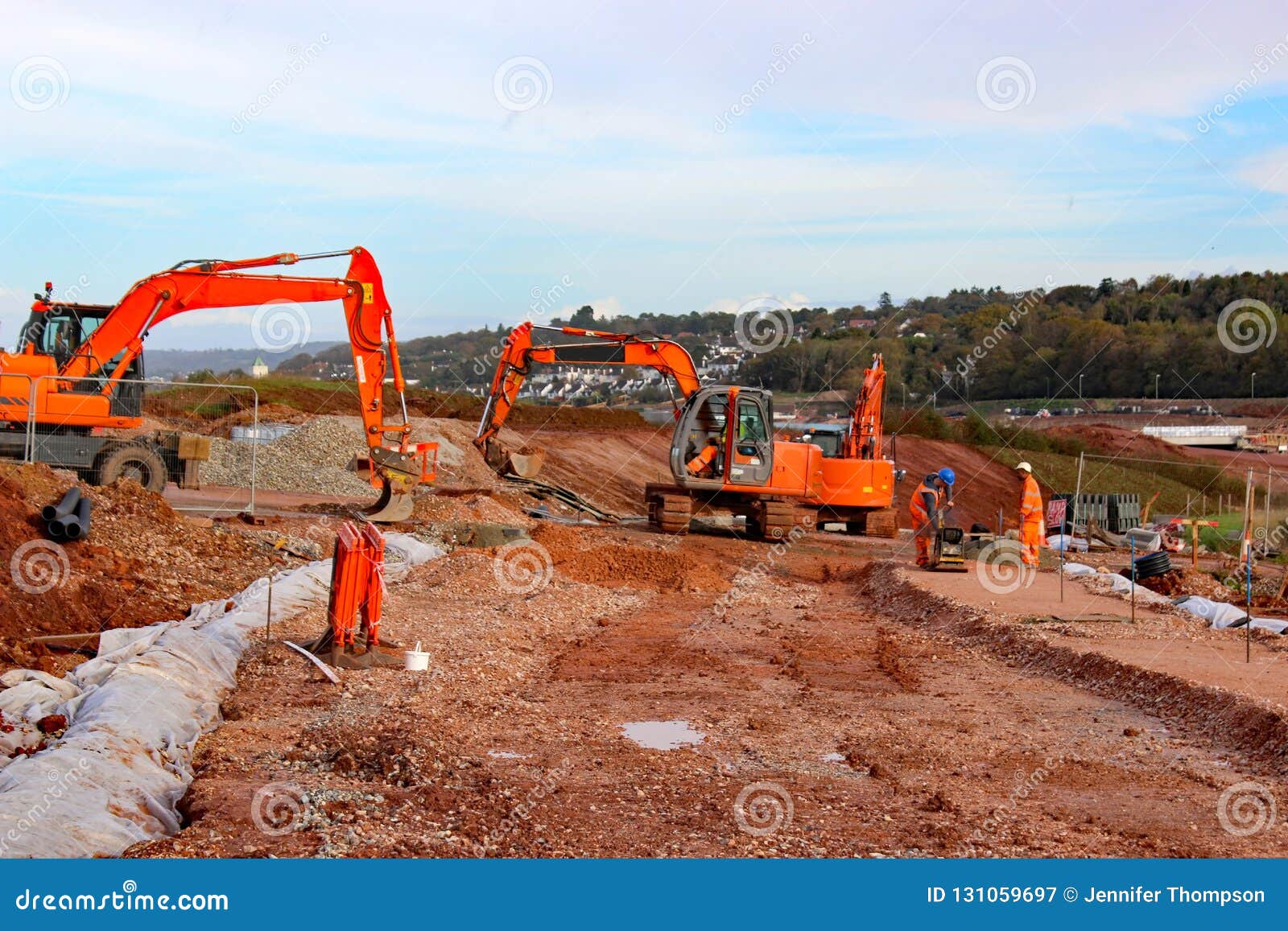 Diggers on a Construction Site Stock Image - Image of track, heavy ...