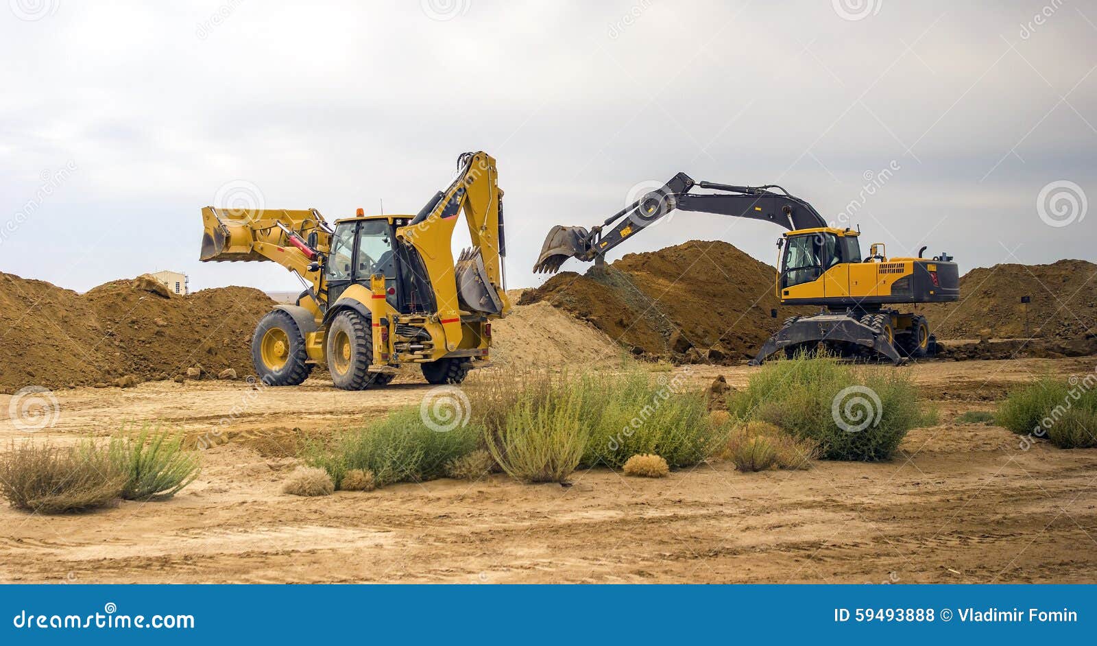 Diggers stock photo. Image of betpakdala, steppe, work - 59493888